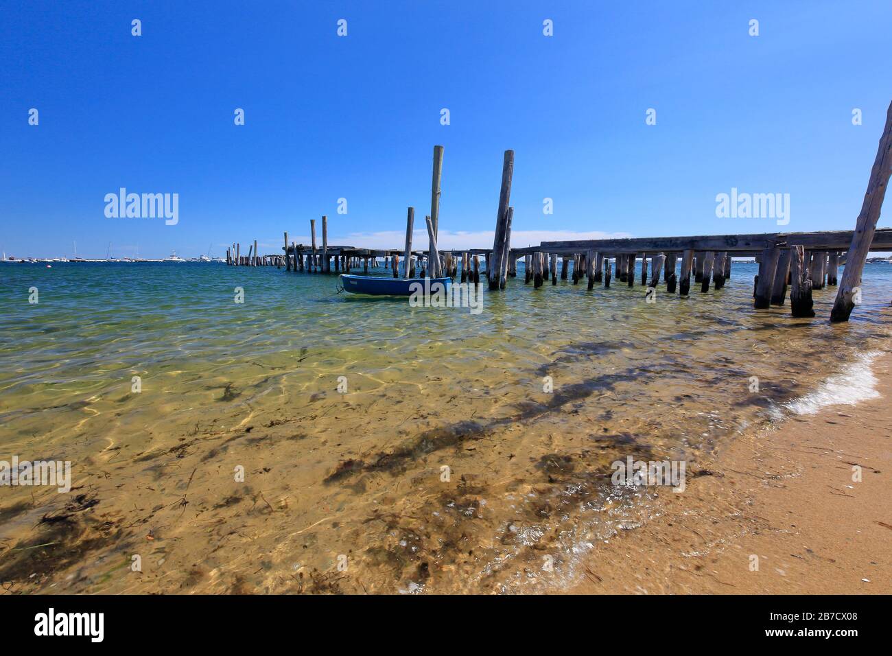 Derelict wooden jetty at Provincetown Cape Cod Stock Photo - Alamy