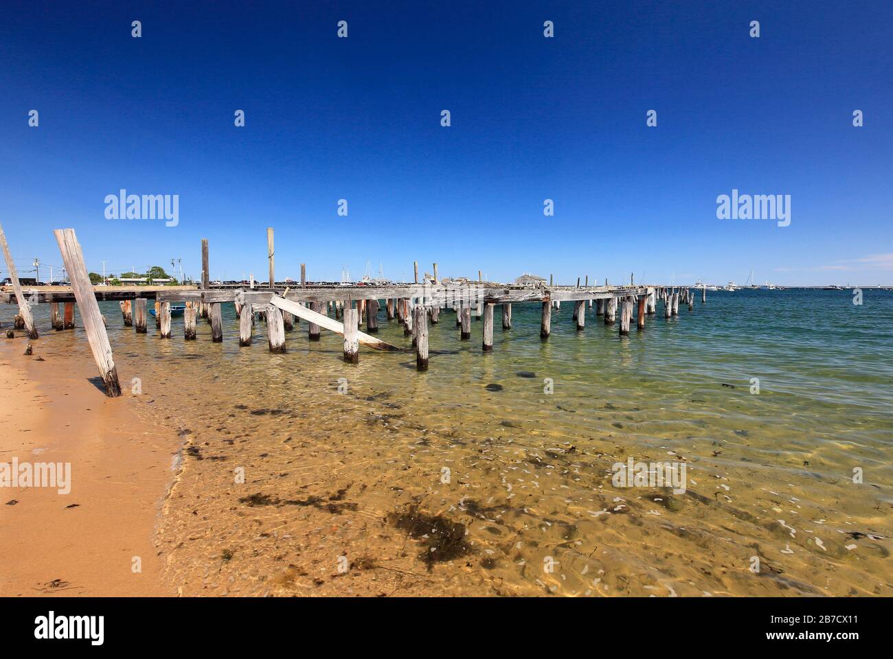 Derelict wooden jetty at Provincetown Cape Cod Stock Photo - Alamy