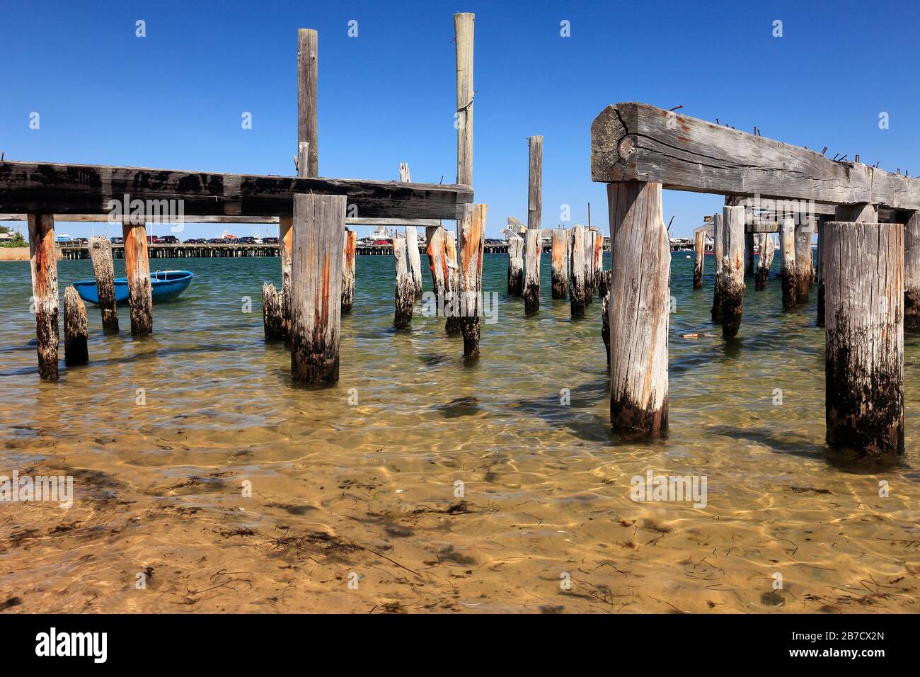 Derelict wooden jetty at Provincetown Cape Cod Stock Photo - Alamy
