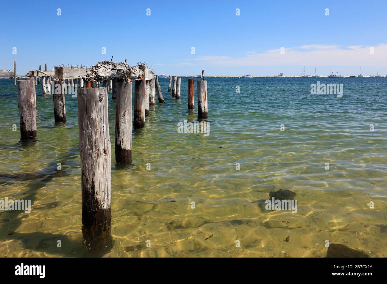Derelict wooden jetty at Provincetown Cape Cod Stock Photo - Alamy