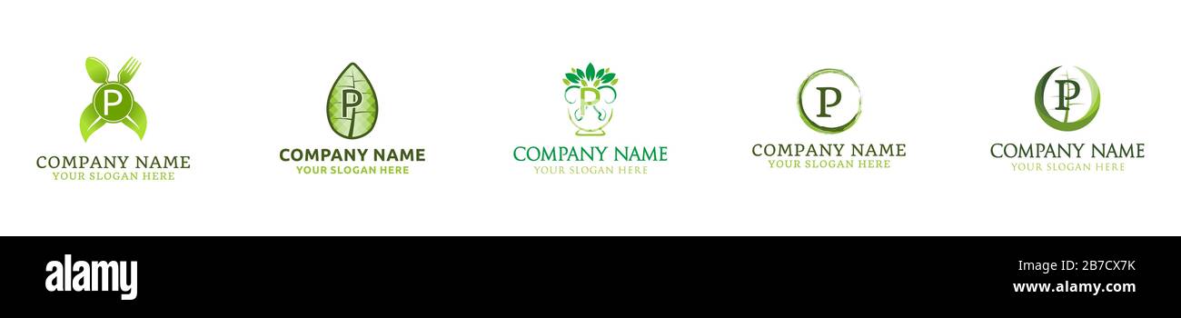 initial letter p , organic food, natural, product logo Ideas ...