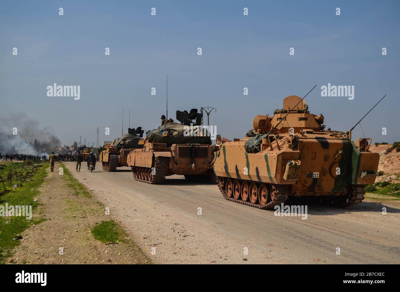 March 15, 2020: The captured images show Turkish military vehicles near ...