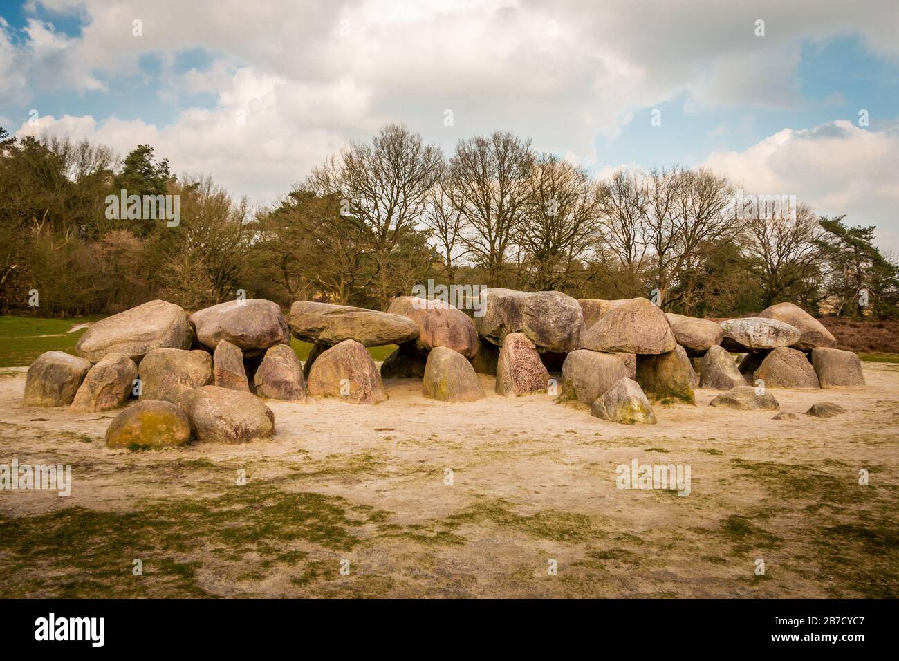 A hunebed in the Holtingerveld near Havelte in the province of Drenthe ...