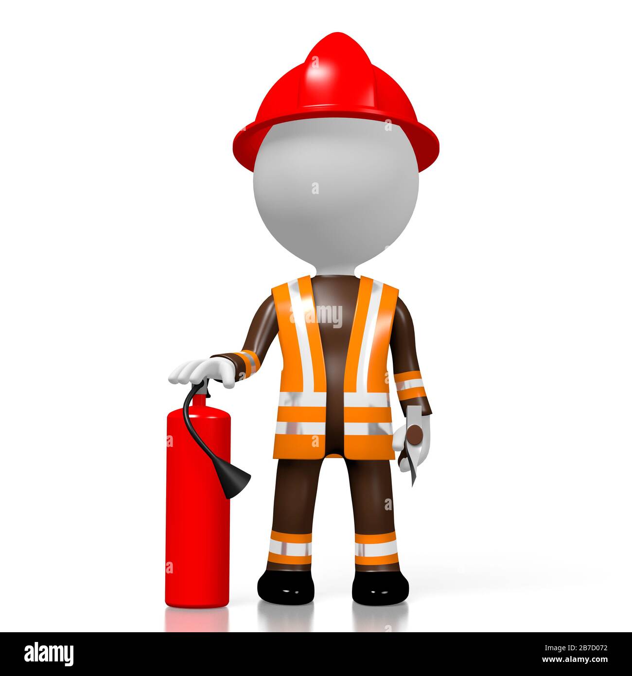 3D fireman with extinguisher, white background Stock Photo - Alamy