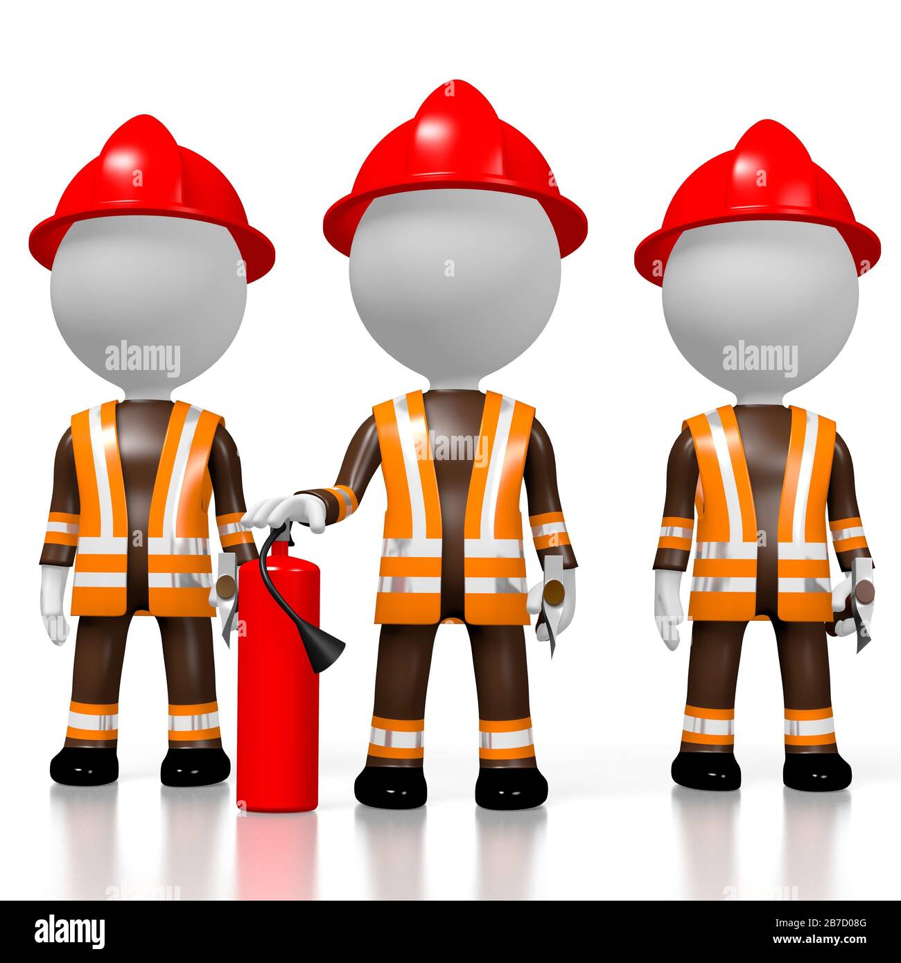3D firemen, white background Stock Photo - Alamy