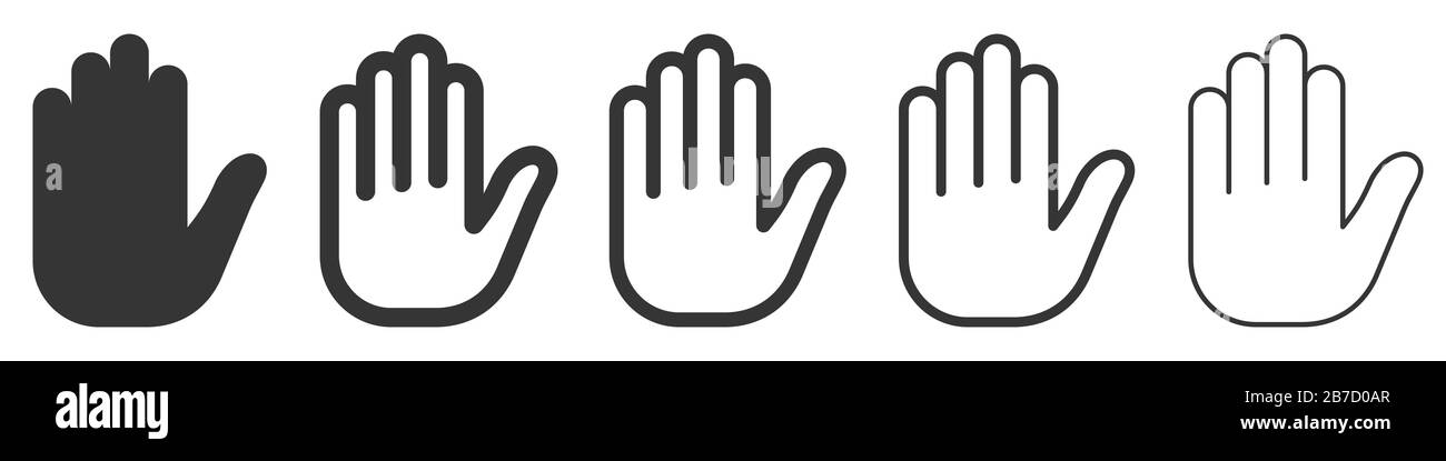 Stop Hand signs set isolated isolated. Linear blocked Hand icon in flat ...