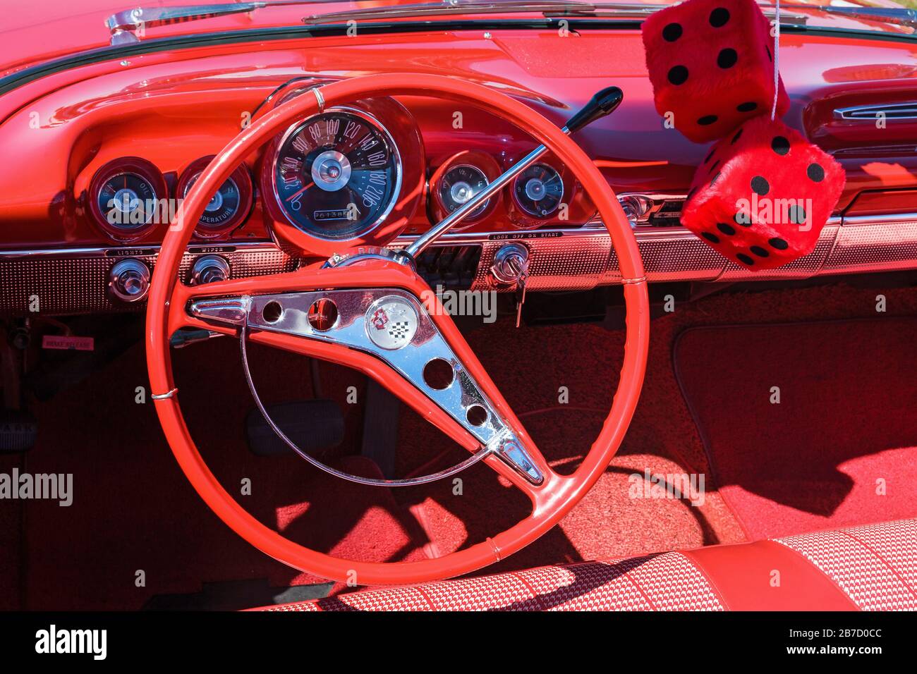Red car Interior of a Chevrolet Impala Stock Photo - Alamy