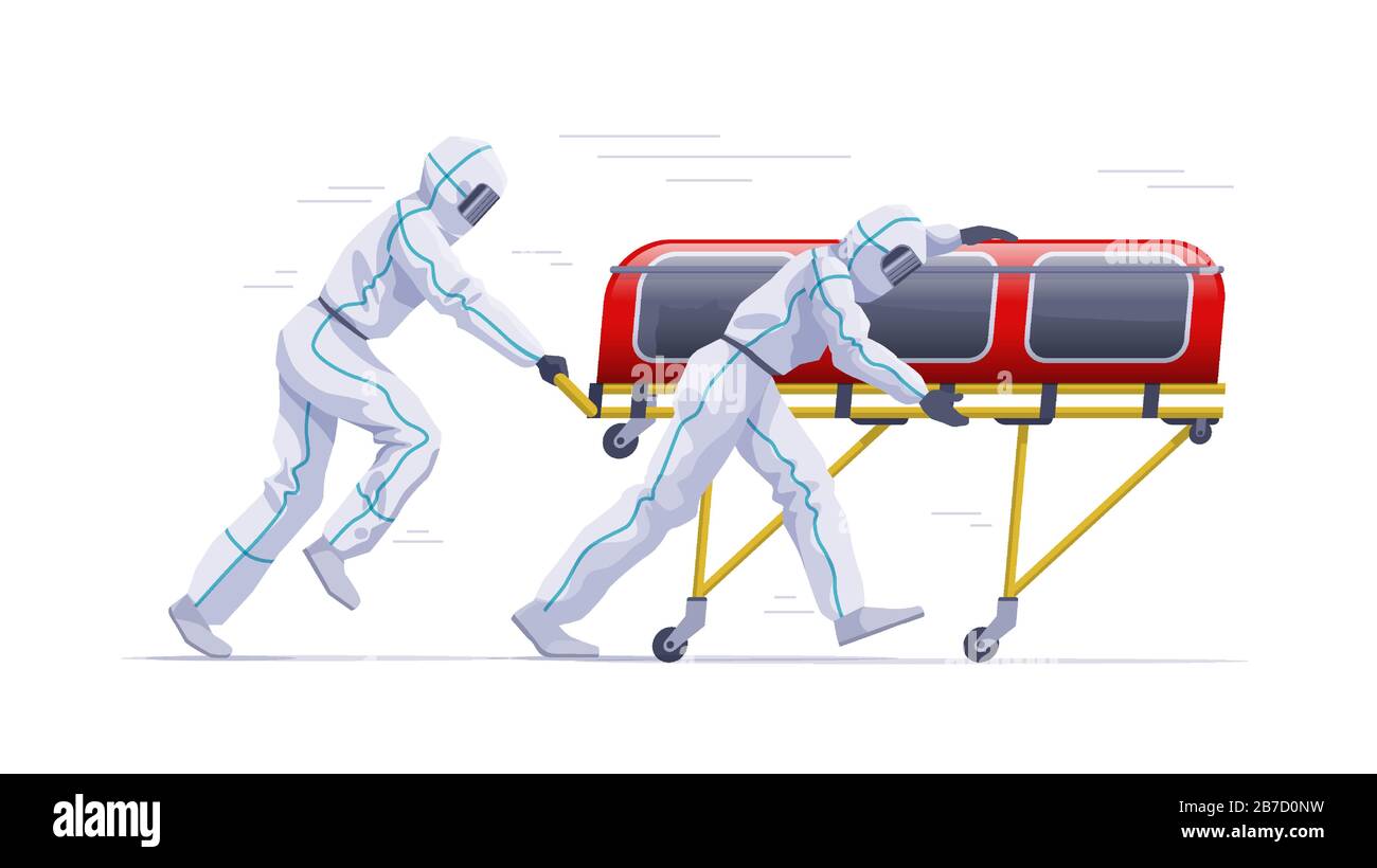 Paramedic workers is taking patient to the hospital with full ...