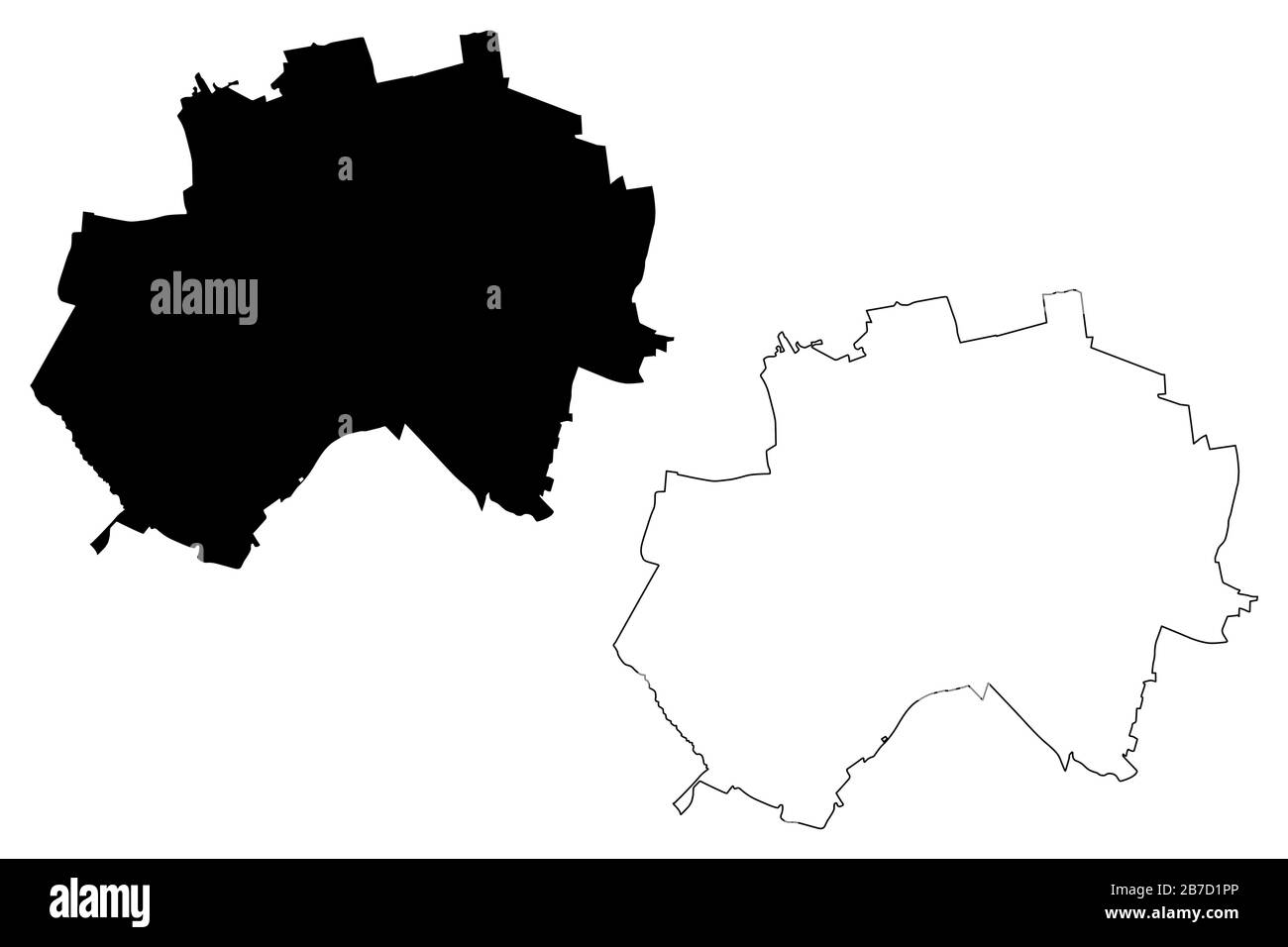 Hildesheim City (Federal Republic of Germany, Lower Saxony) map vector ...