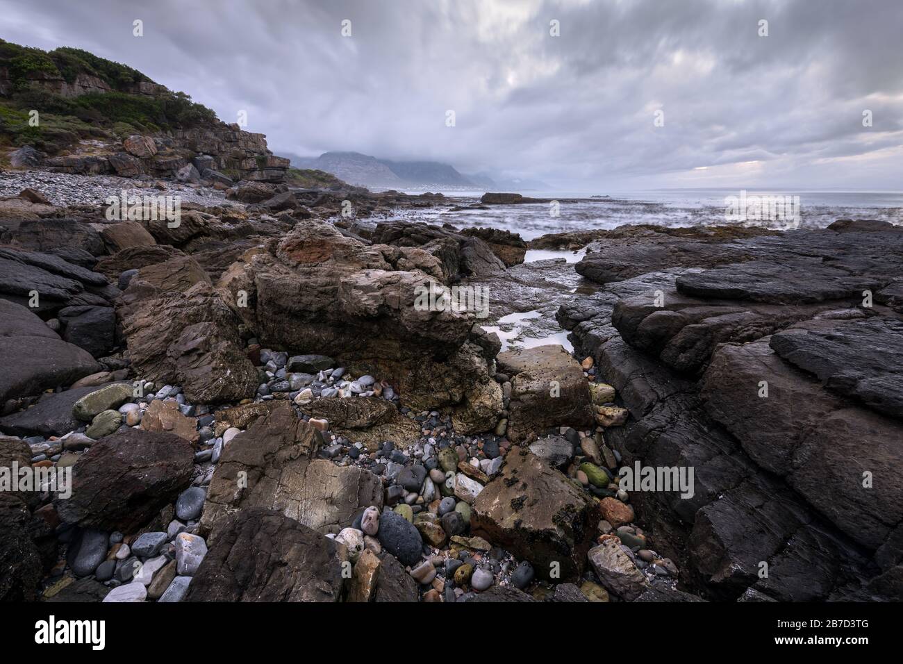 A beautiful moody seascape taken in hermanus, South Africa, on a stormy ...