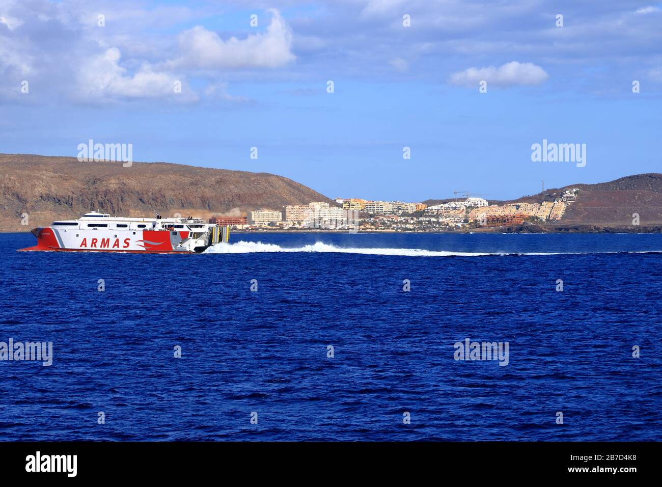 New beach at Callao Salvaje from boat, Tenerife in Spain Stock Photo ...
