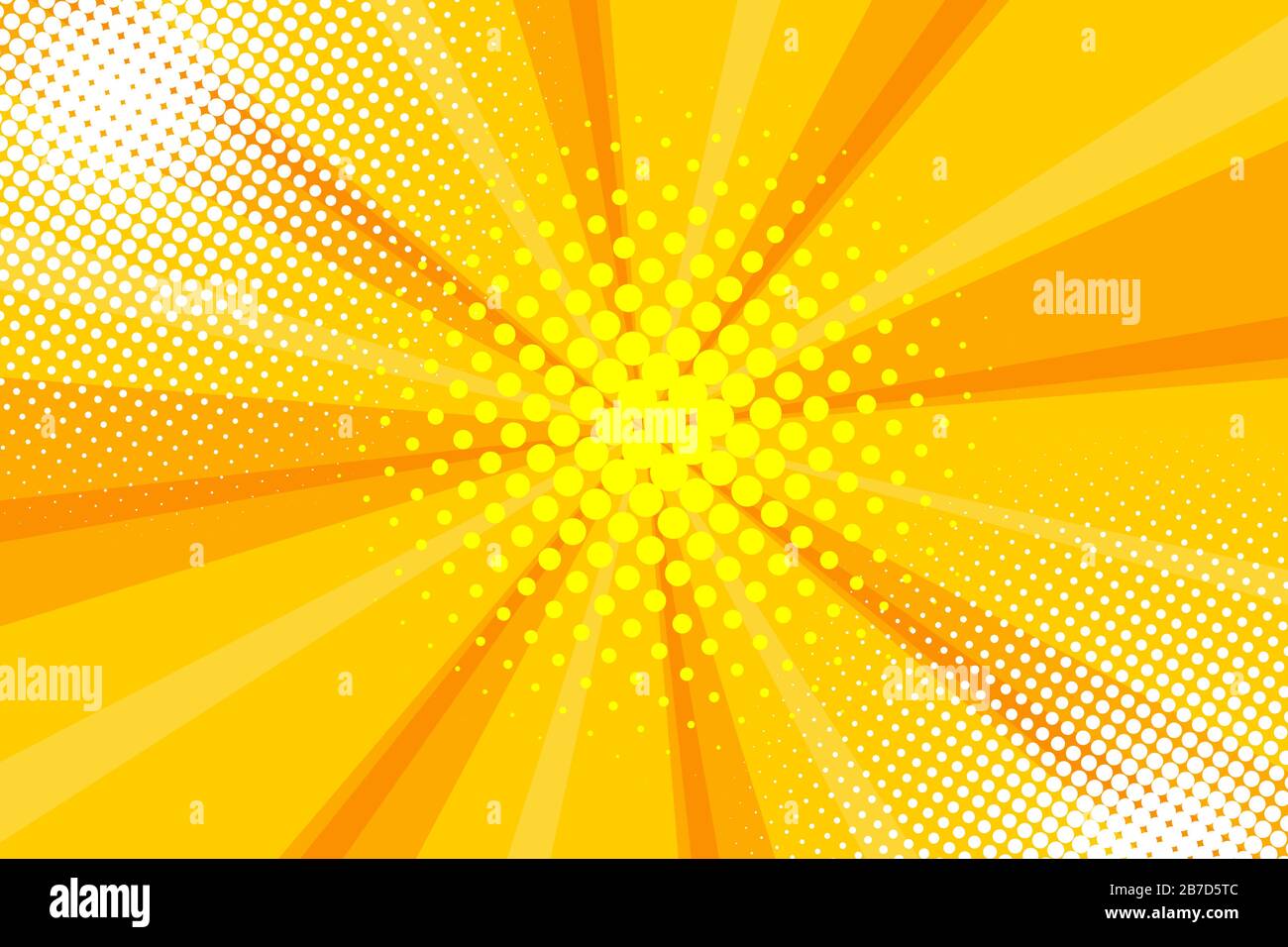 Comic yellow sunbeam background retro pop art style cartoon Stock ...