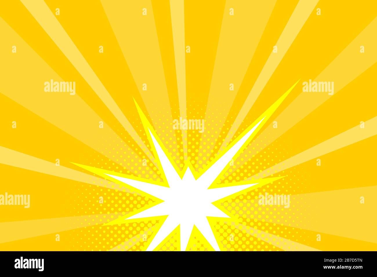 Comic yellow sunbeam background retro pop art style cartoon Stock ...