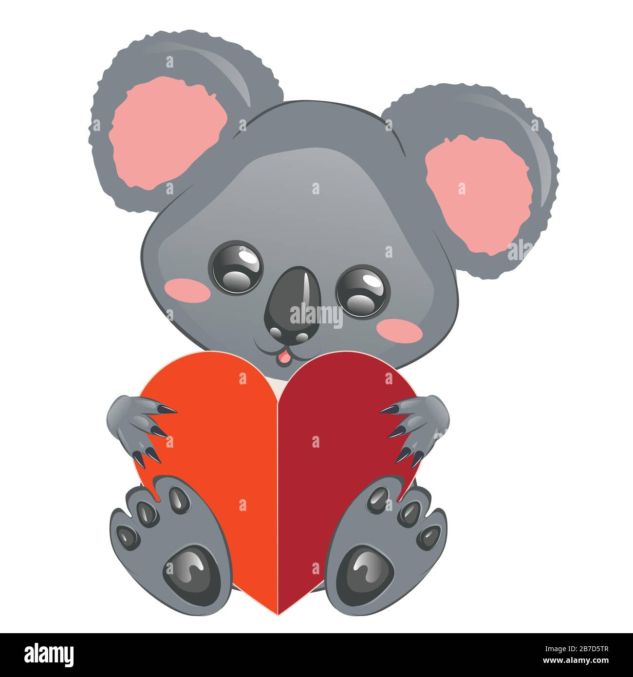 Cute cartoon grey koala bear design on white background Stock Vector ...