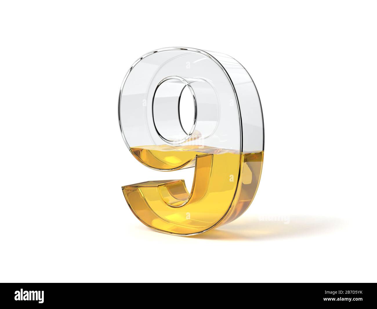 Number 9 shaped glass half filled with yellow liquid. suitable for fuel ...
