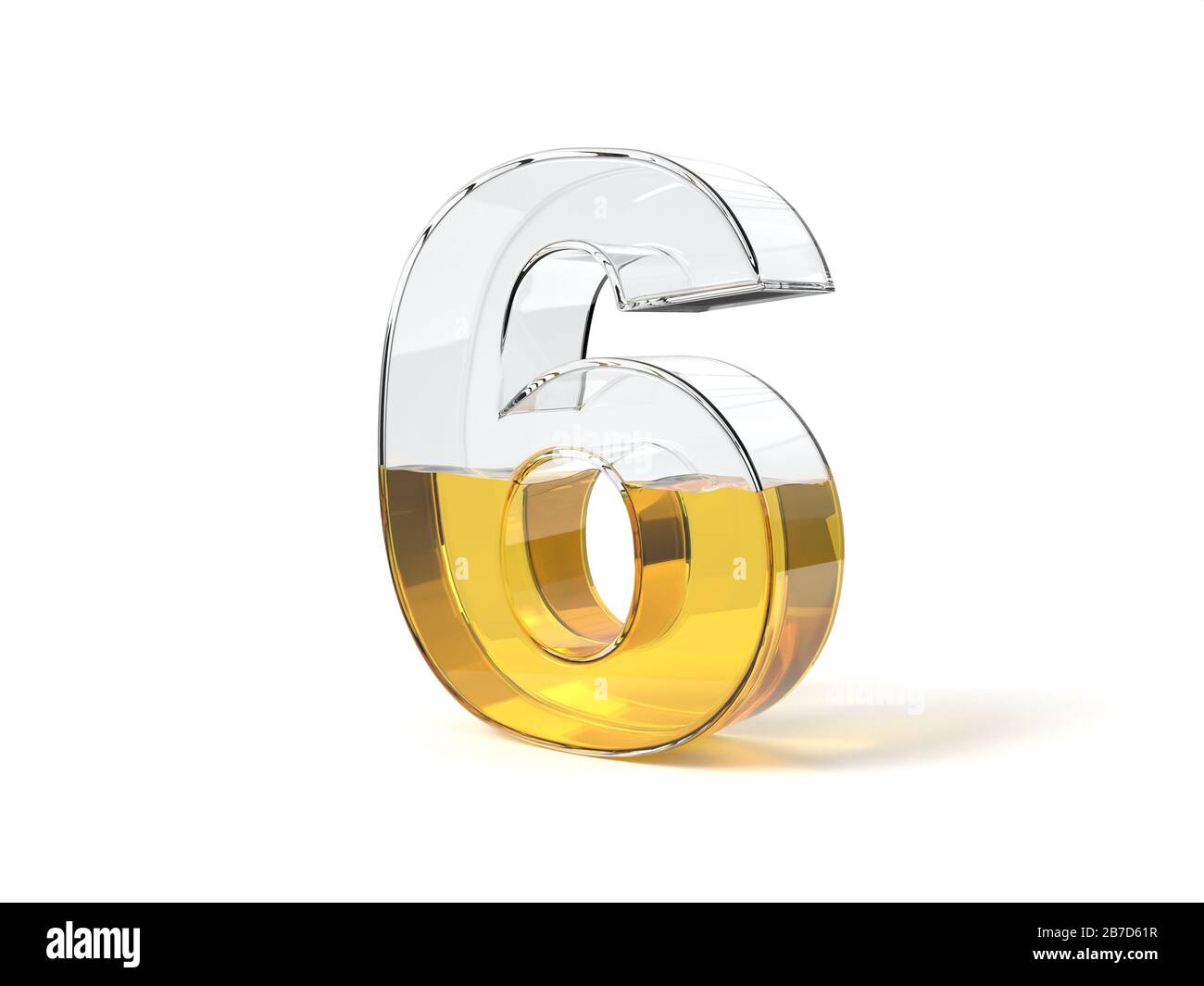 Number 6 shaped glass half filled with yellow liquid. suitable for fuel ...