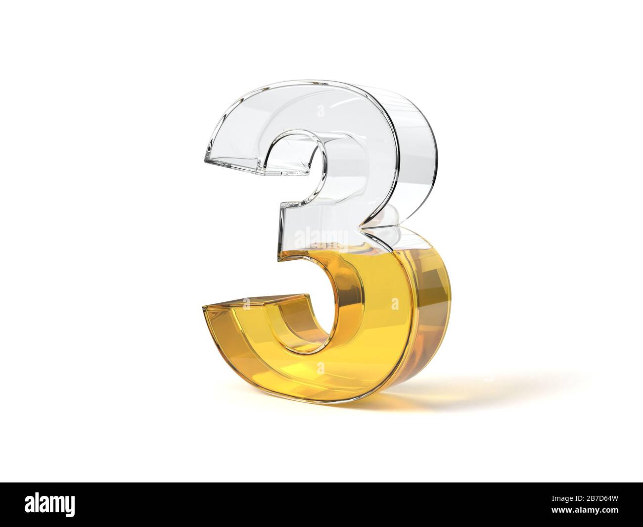 Number 3 shaped glass half filled with yellow liquid. suitable for fuel ...