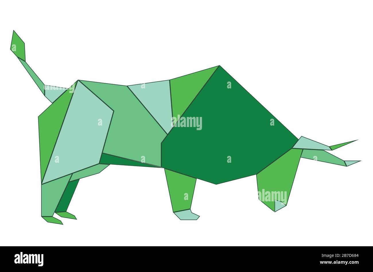 Geometric illustration of green bull origami style design Stock Vector ...