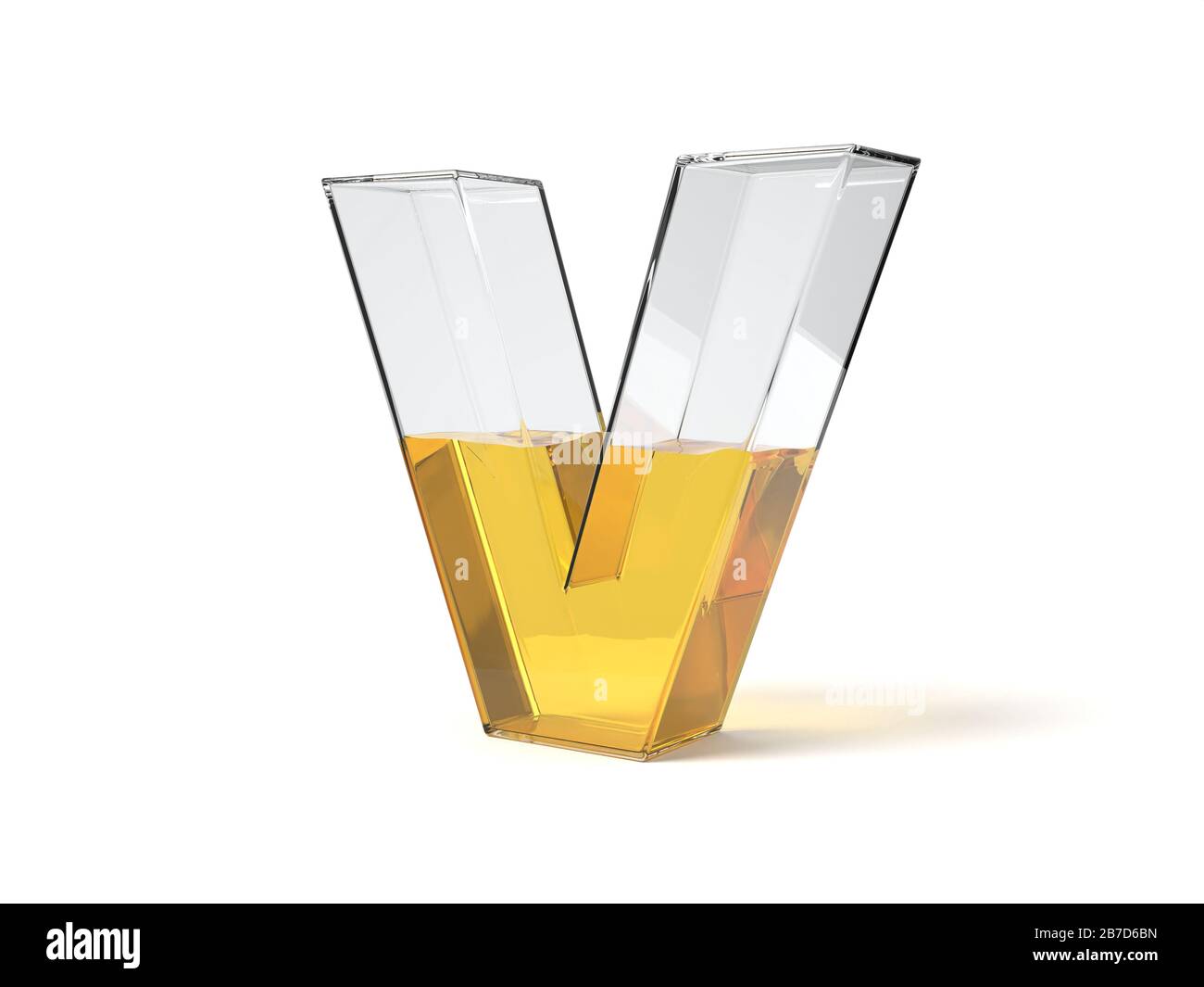 letter V shaped glass half filled with yellow liquid. suitable for fuel ...