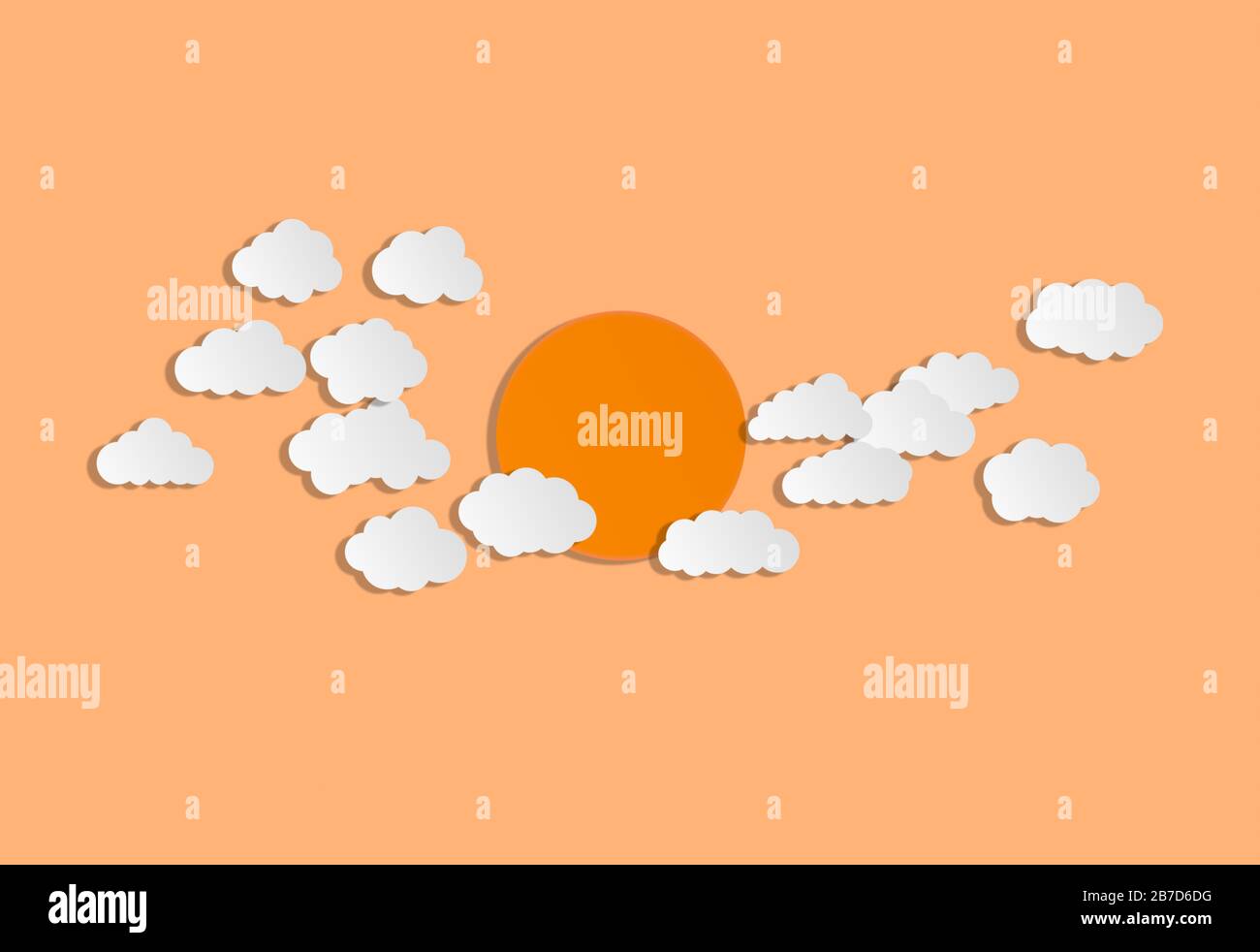 Color image from cardboard. Spring and summer. Clouds and sun Stock ...