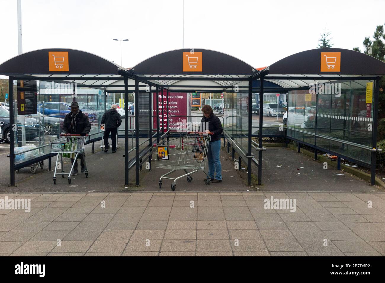 Shopping trolley cart park bay hi-res stock photography and images - Alamy
