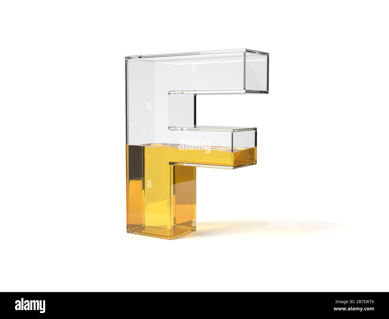 letter F shaped glass half filled with yellow liquid. suitable for fuel ...