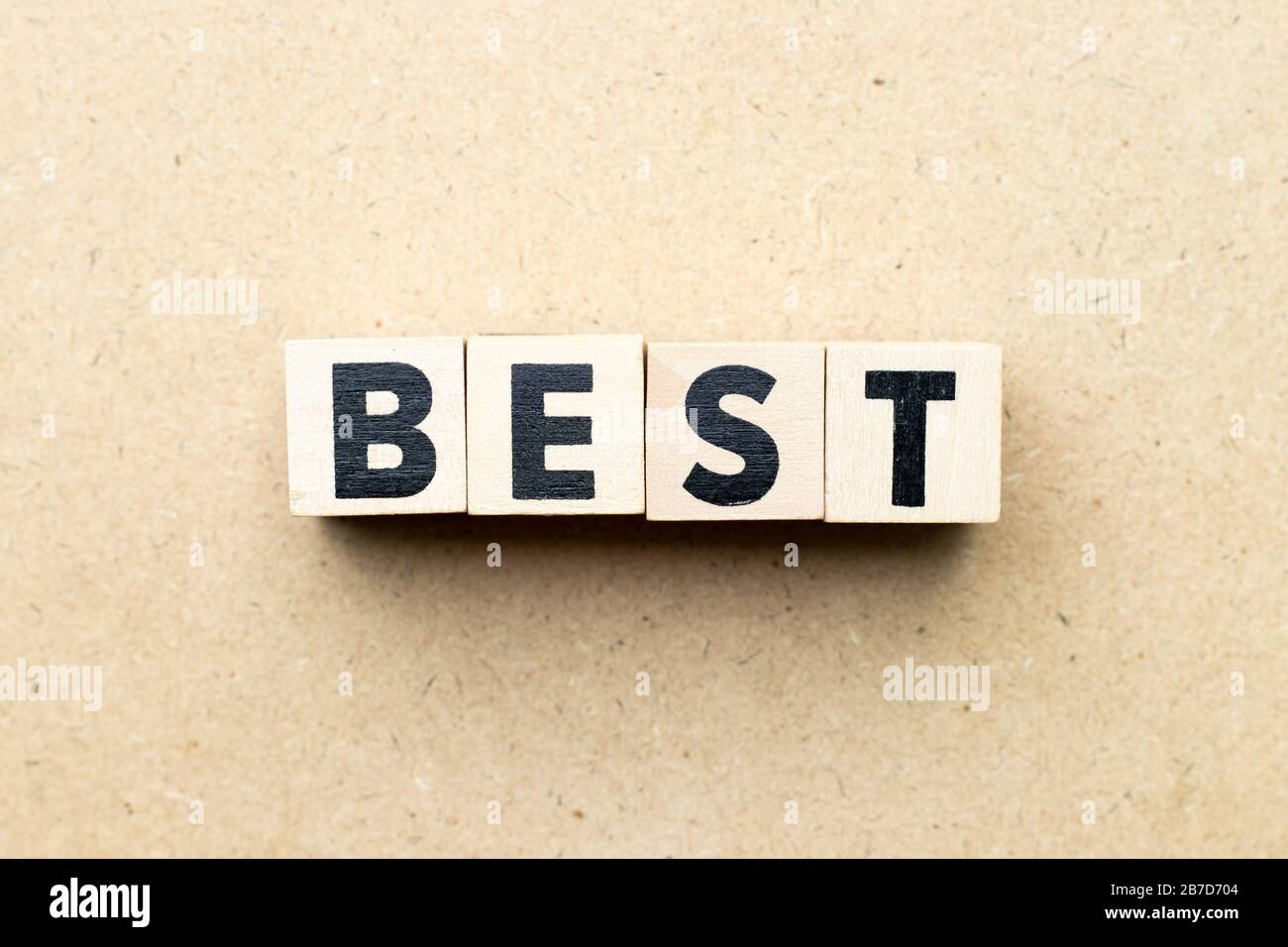 Letter block in word best on wood background Stock Photo - Alamy