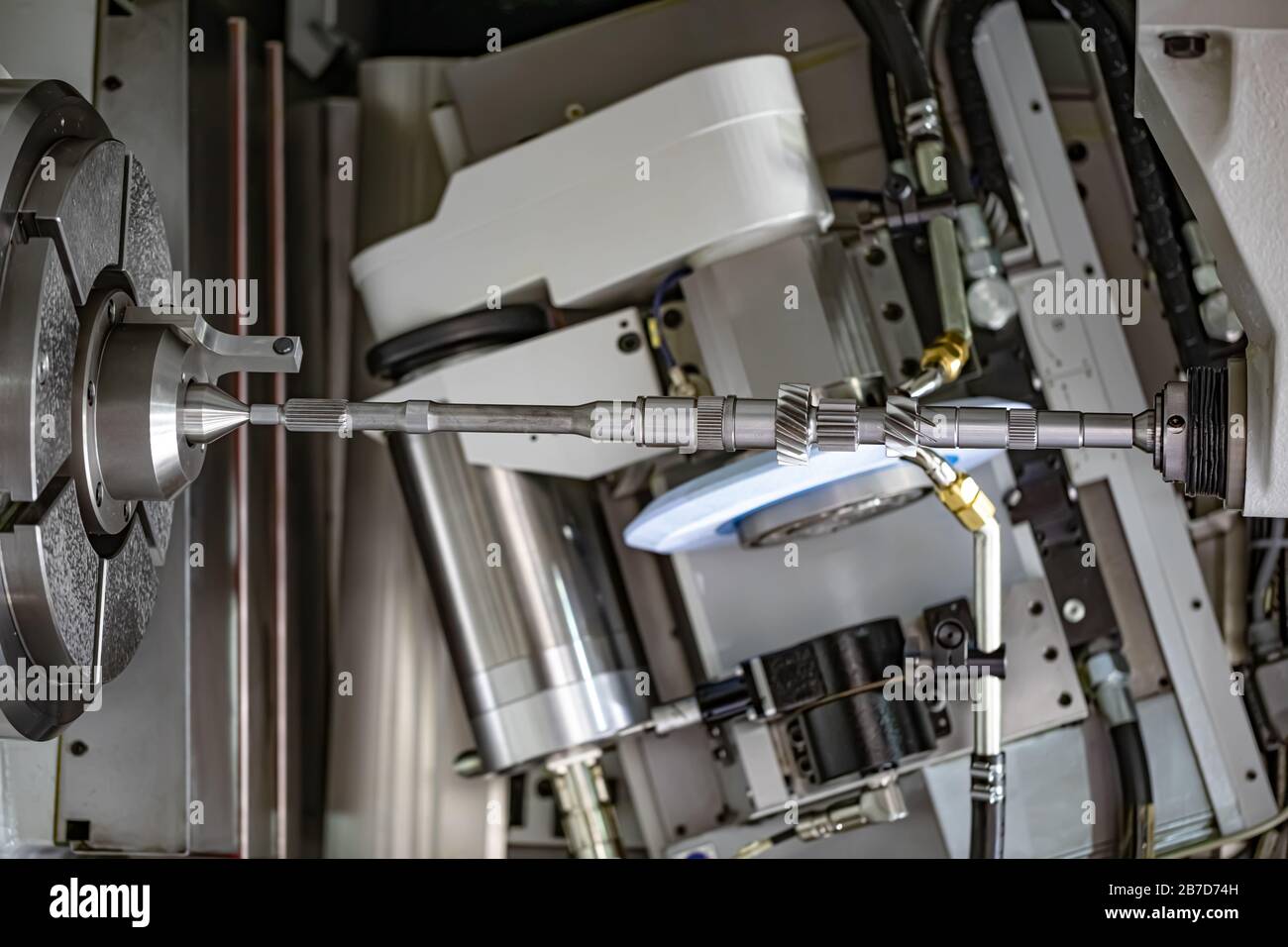 Metalworking CNC lathe milling machine. Cutting metal modern processing ...