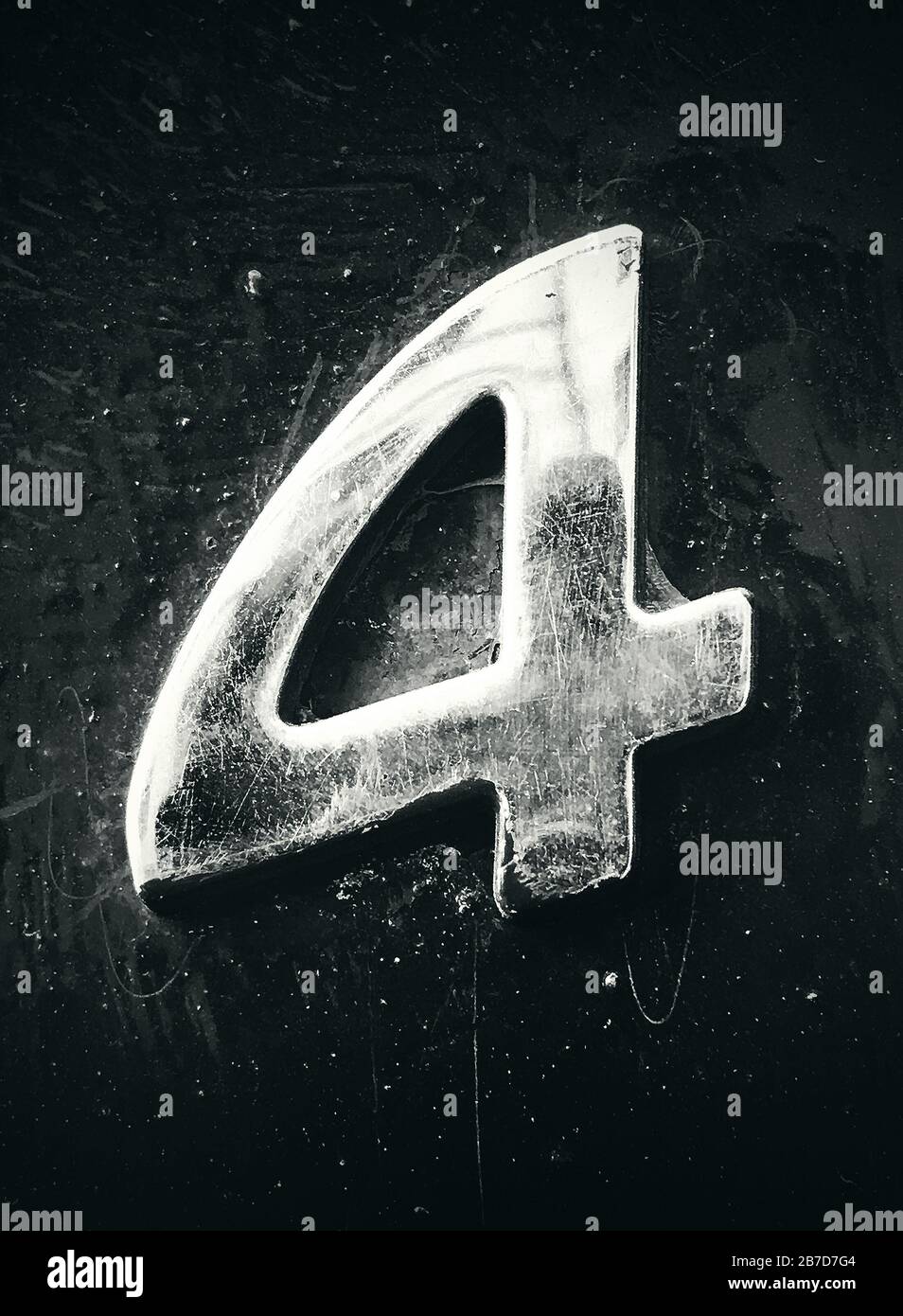 old metal house number 4 Stock Photo - Alamy