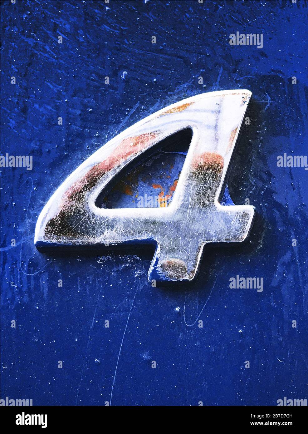 old metal house number 4 Stock Photo - Alamy