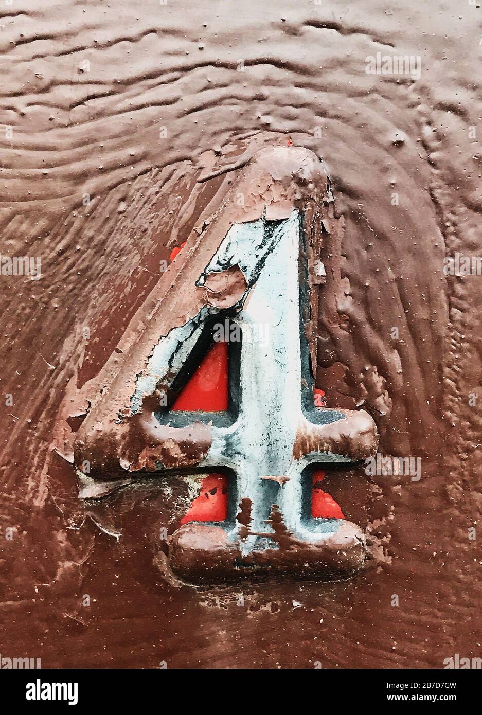 old metal house number 4 Stock Photo - Alamy