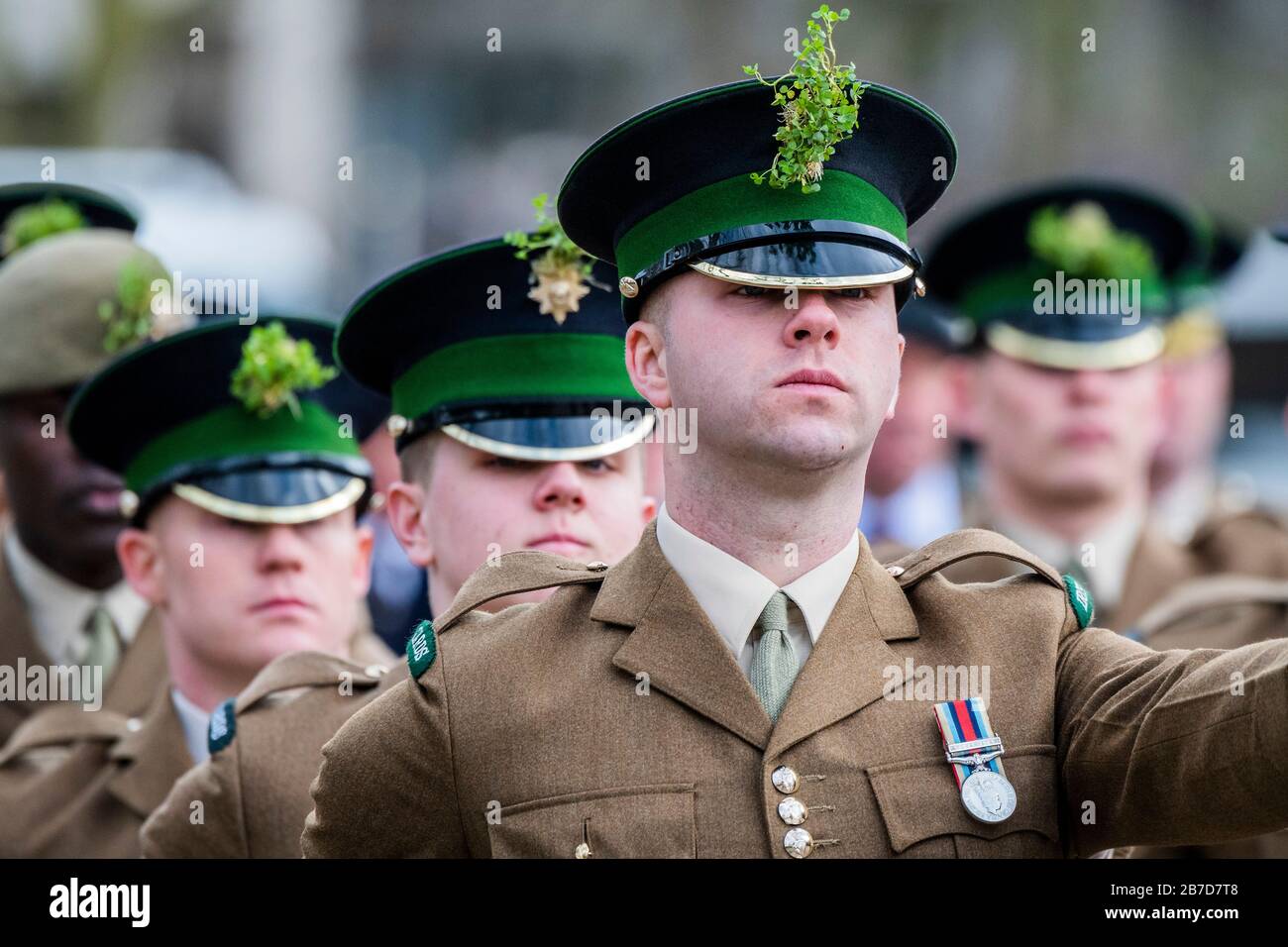 London, UK. 15th Mar, 2020. Irish Guards annual St Patricks' Day Parade ...