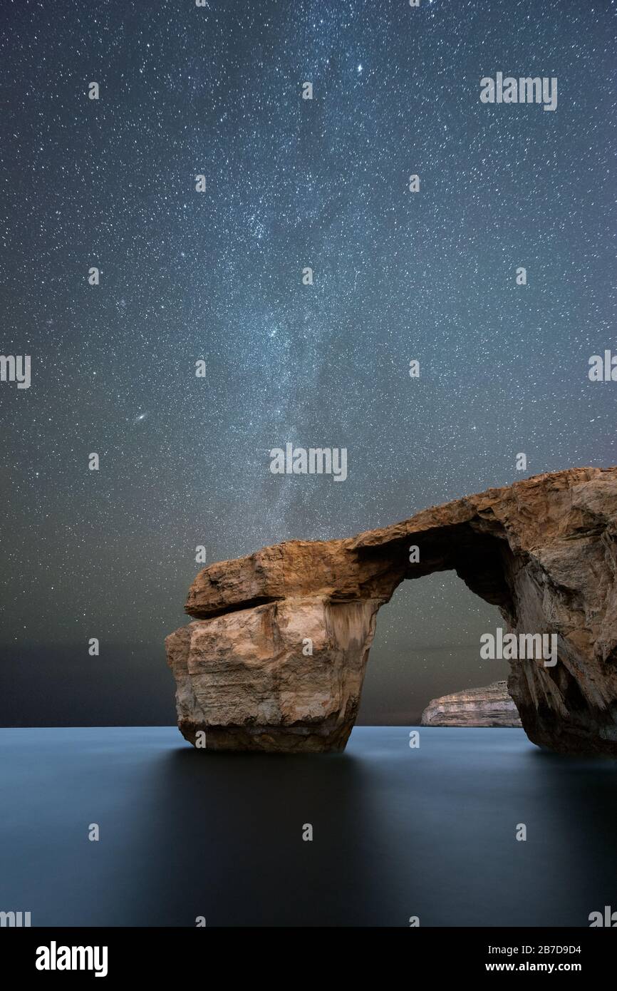 A beautiful vertical Milky Way night sky photograph of the Azure Window ...