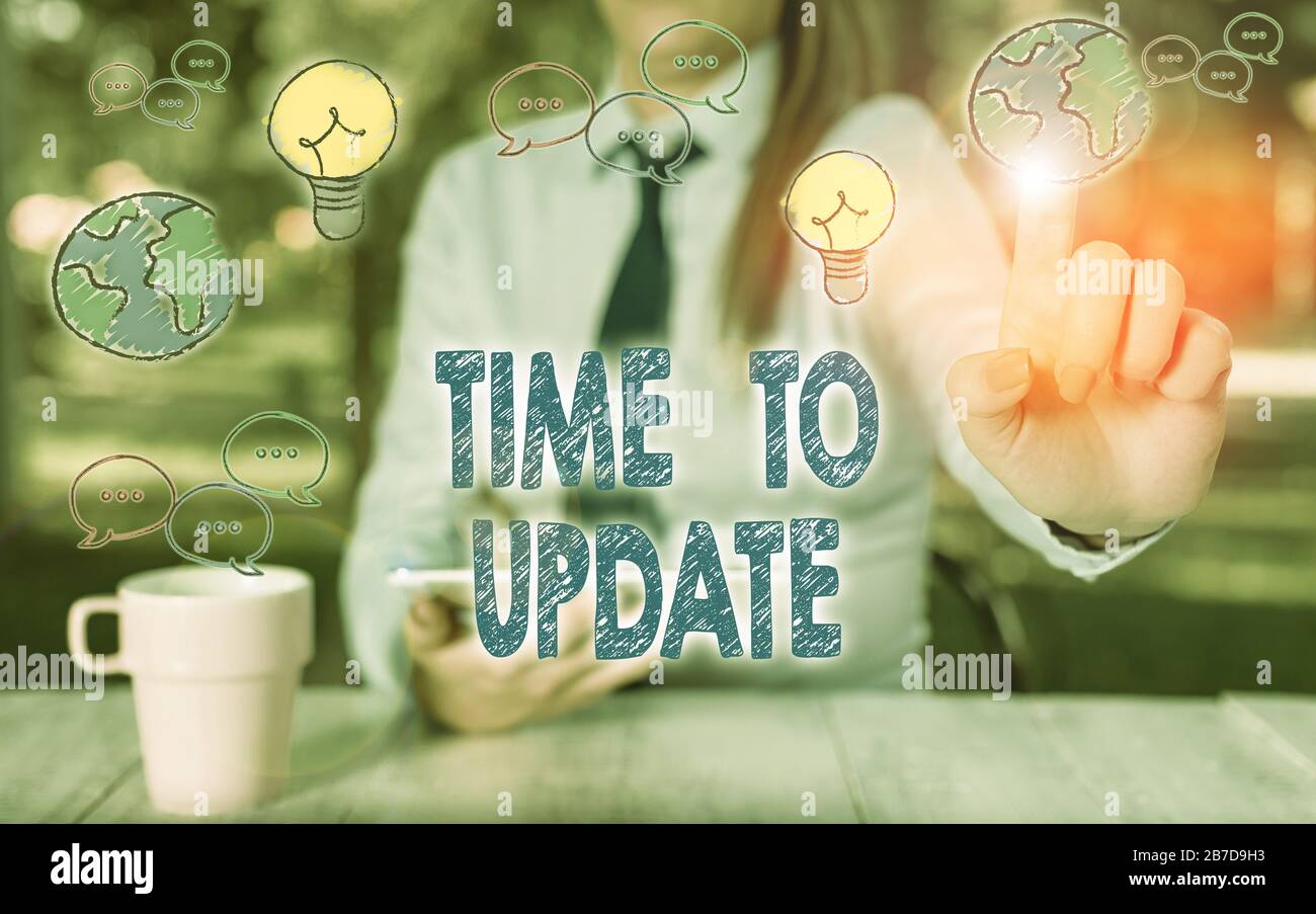 Writing note showing Time To Update. Business concept for this is right ...
