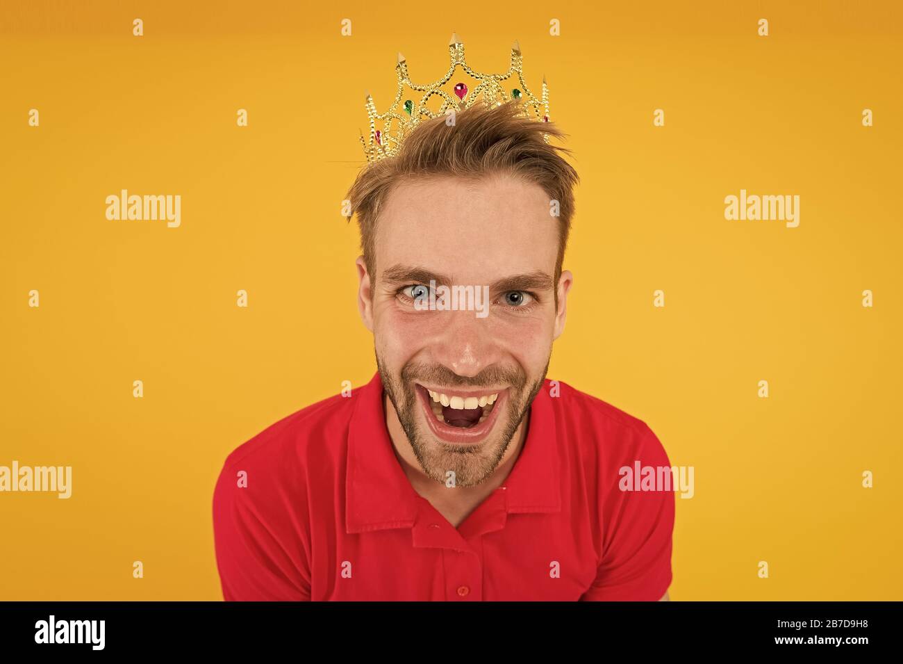 Charisma is my superpower. Charming prince. Handsome man wear crown ...