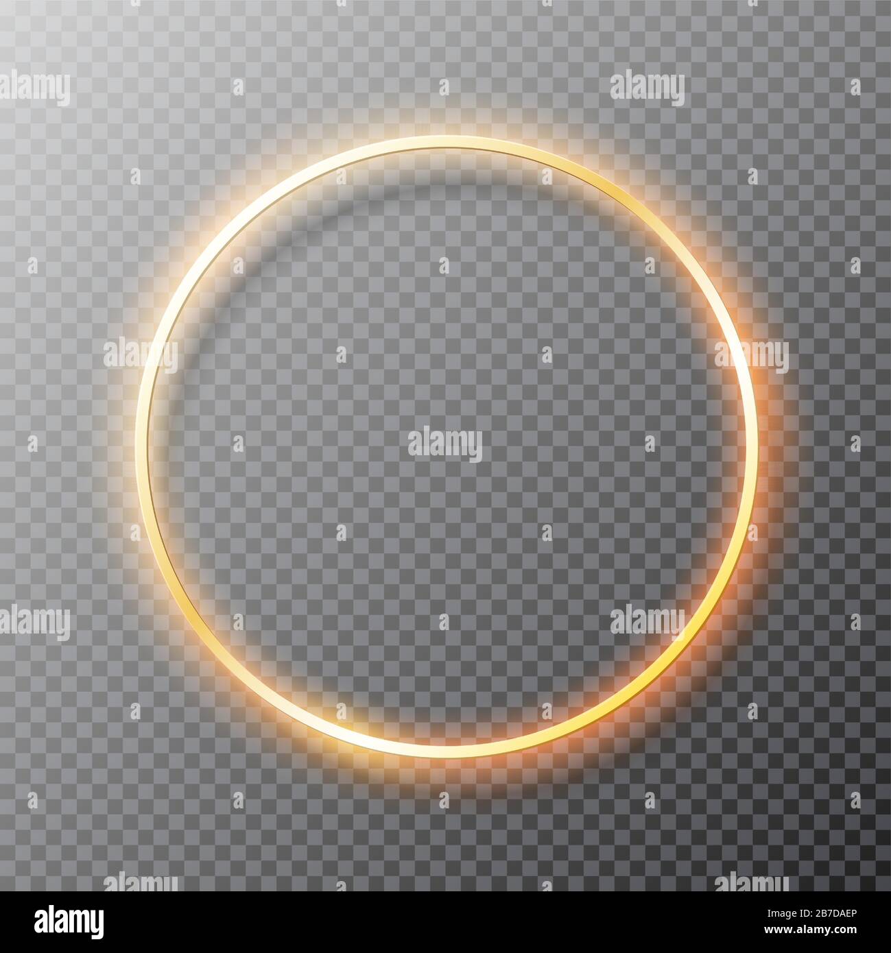 Golden glowing round frame with shadows isolated on transparent ...