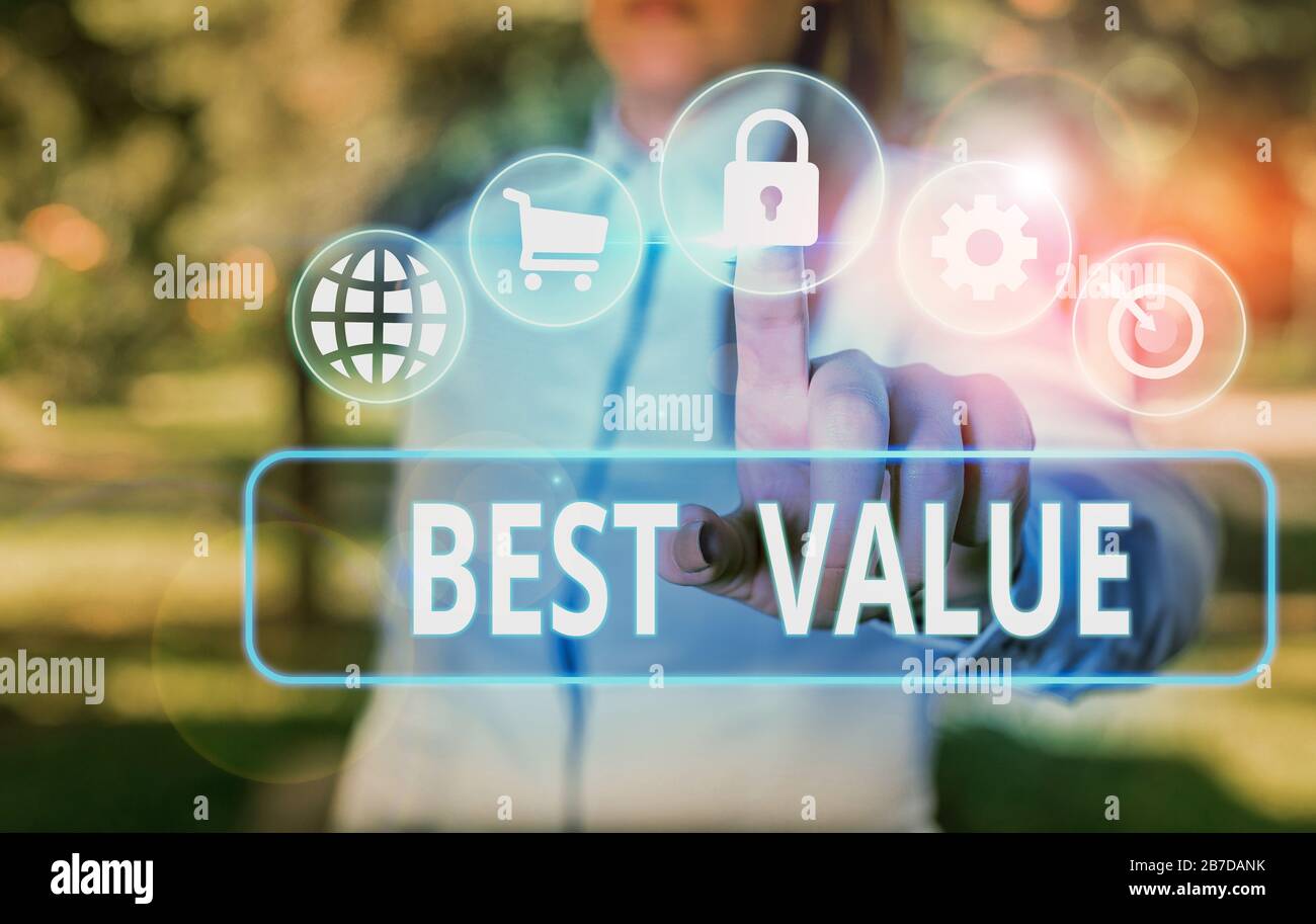 Word writing text Best Value. Business photo showcasing most ...