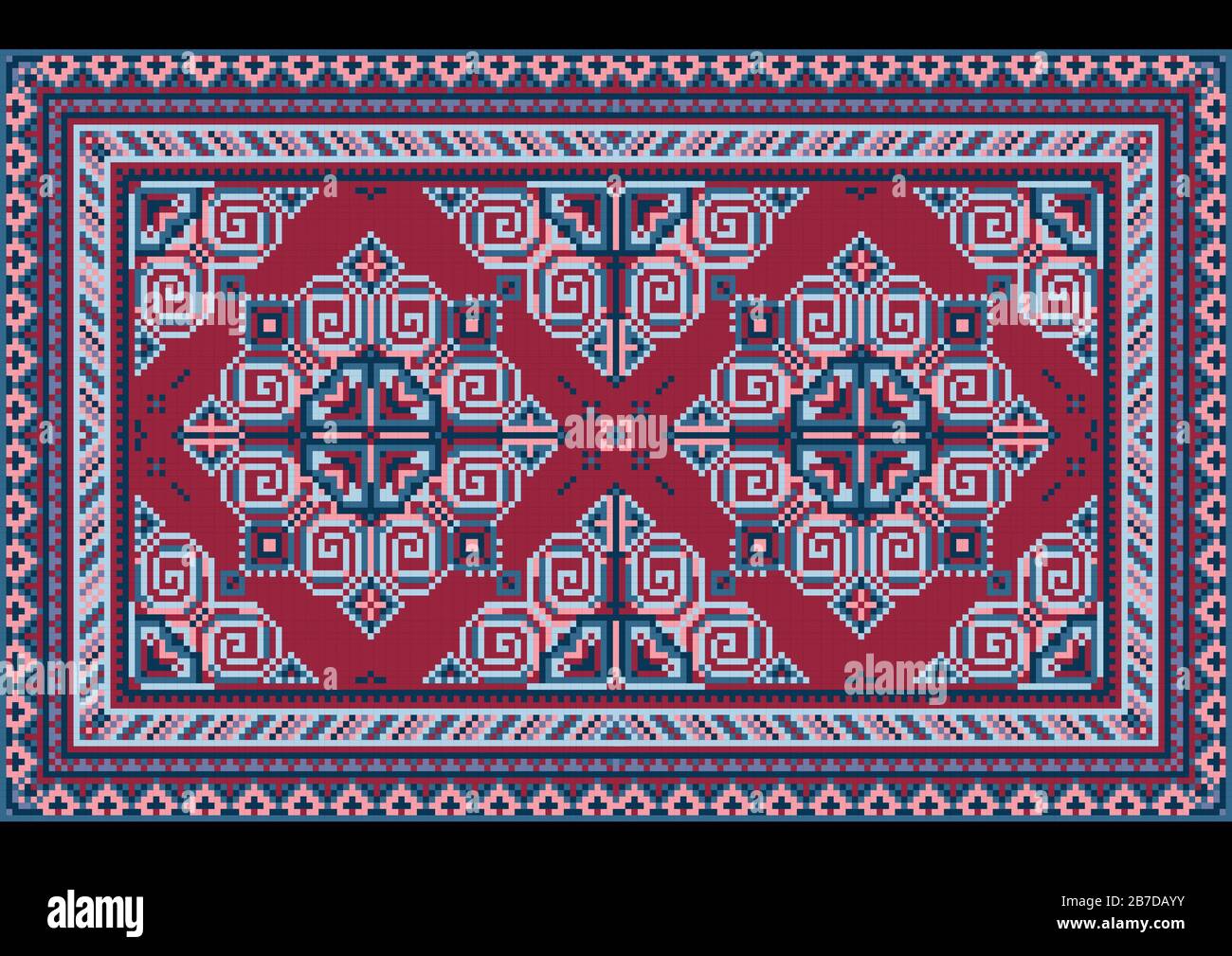 Variegated luxury vintage oriental carpet with claret and different ...