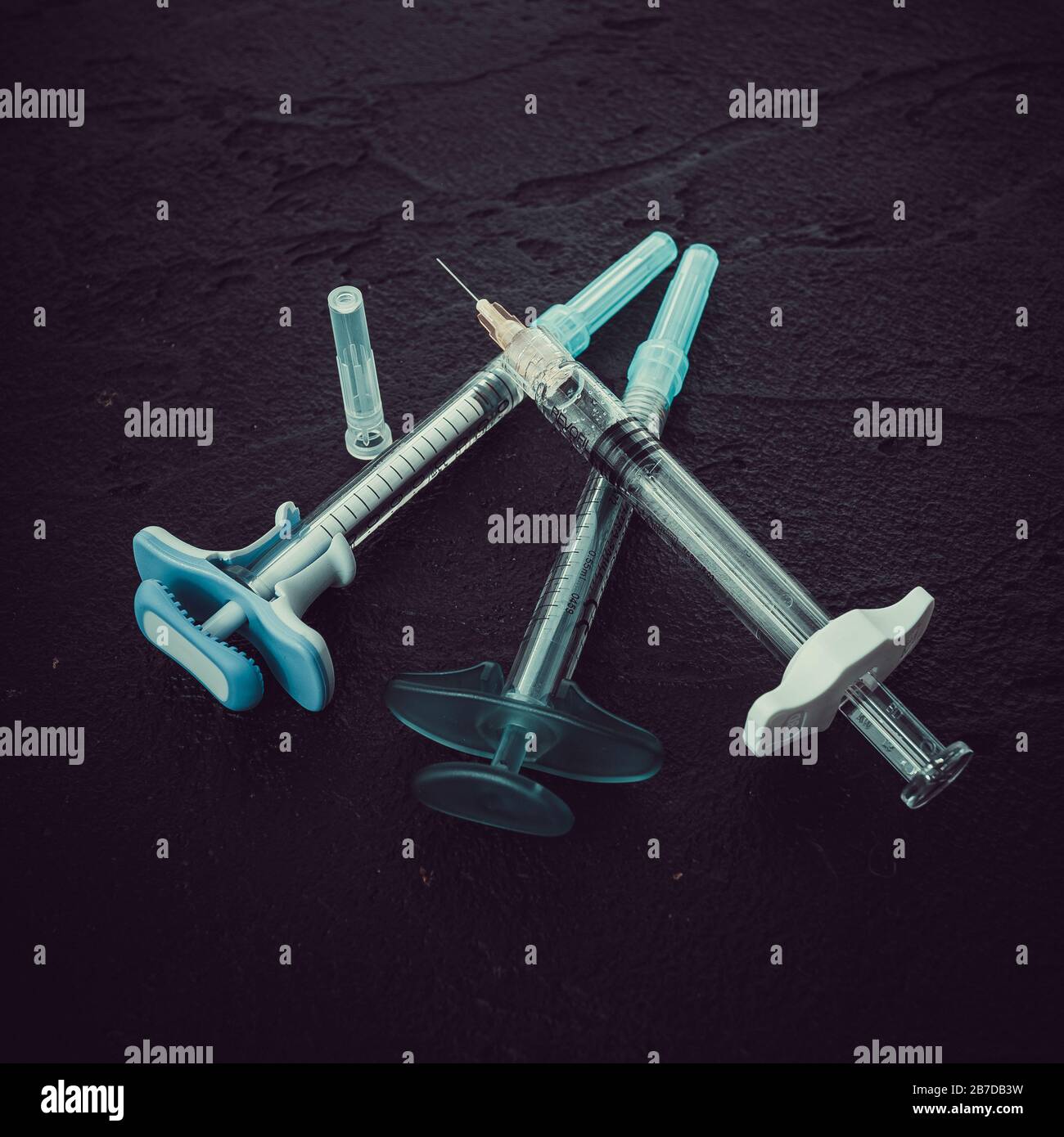 A set of different syringes on lack. Face Cosmetics Injecting Stock ...