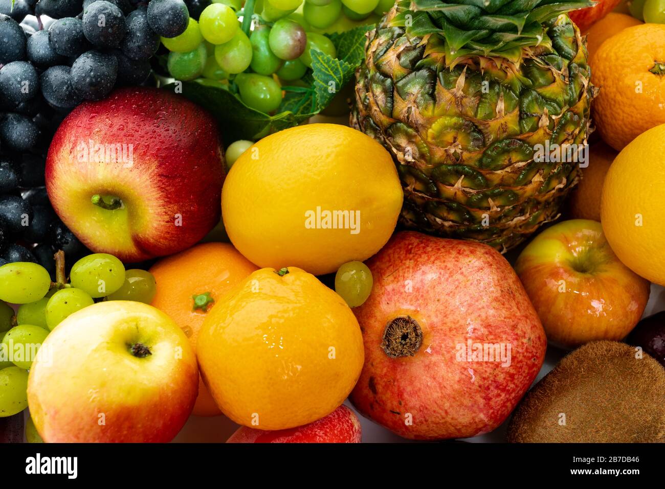 composition with a lot of differrent fruits. exotic fruits Stock Photo ...
