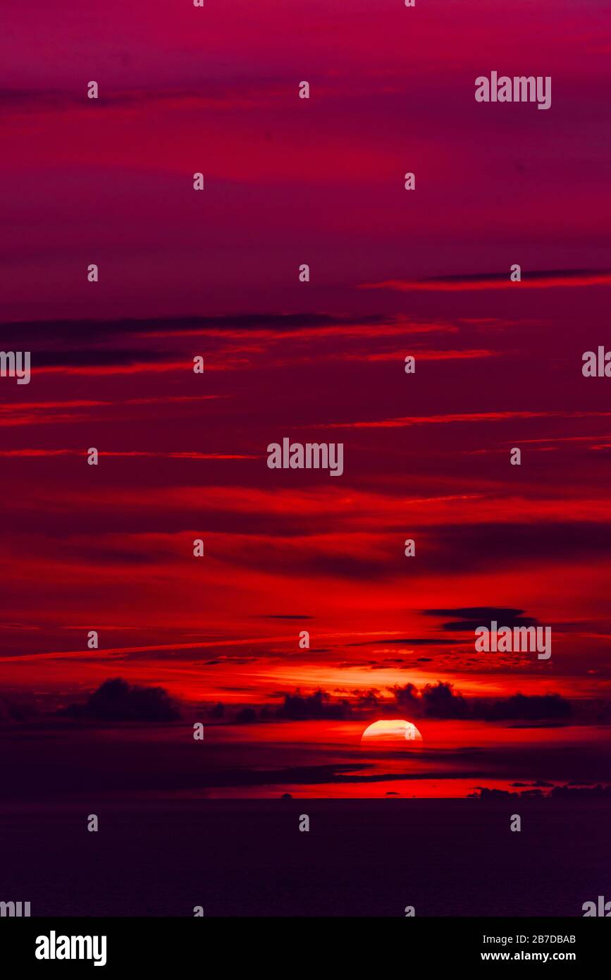 Beautiful sky. red sunlight lighting the clouds softly Stock Photo - Alamy