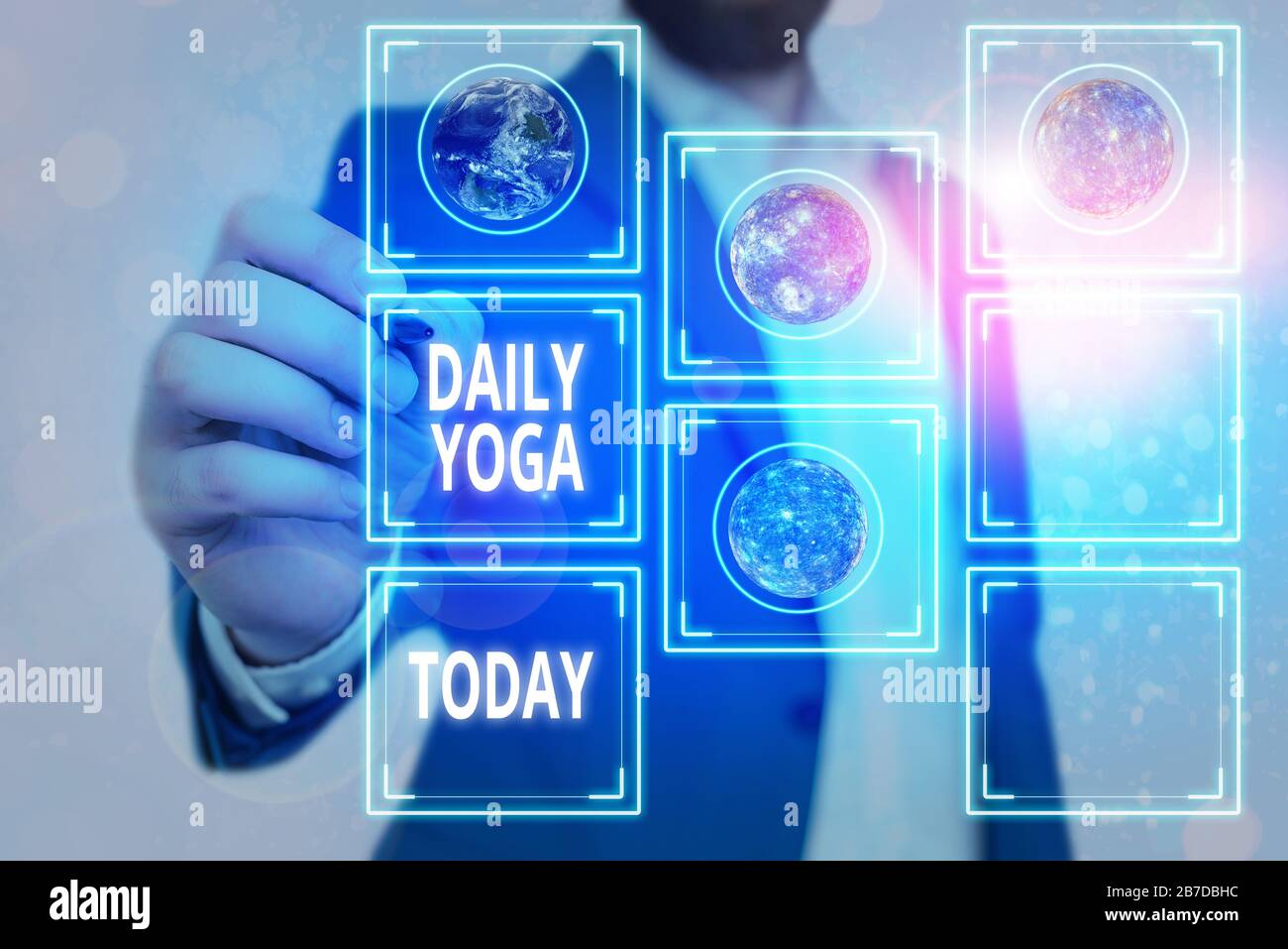 Handwriting text Daily Yoga. Conceptual photo series of Yoga workouts ...