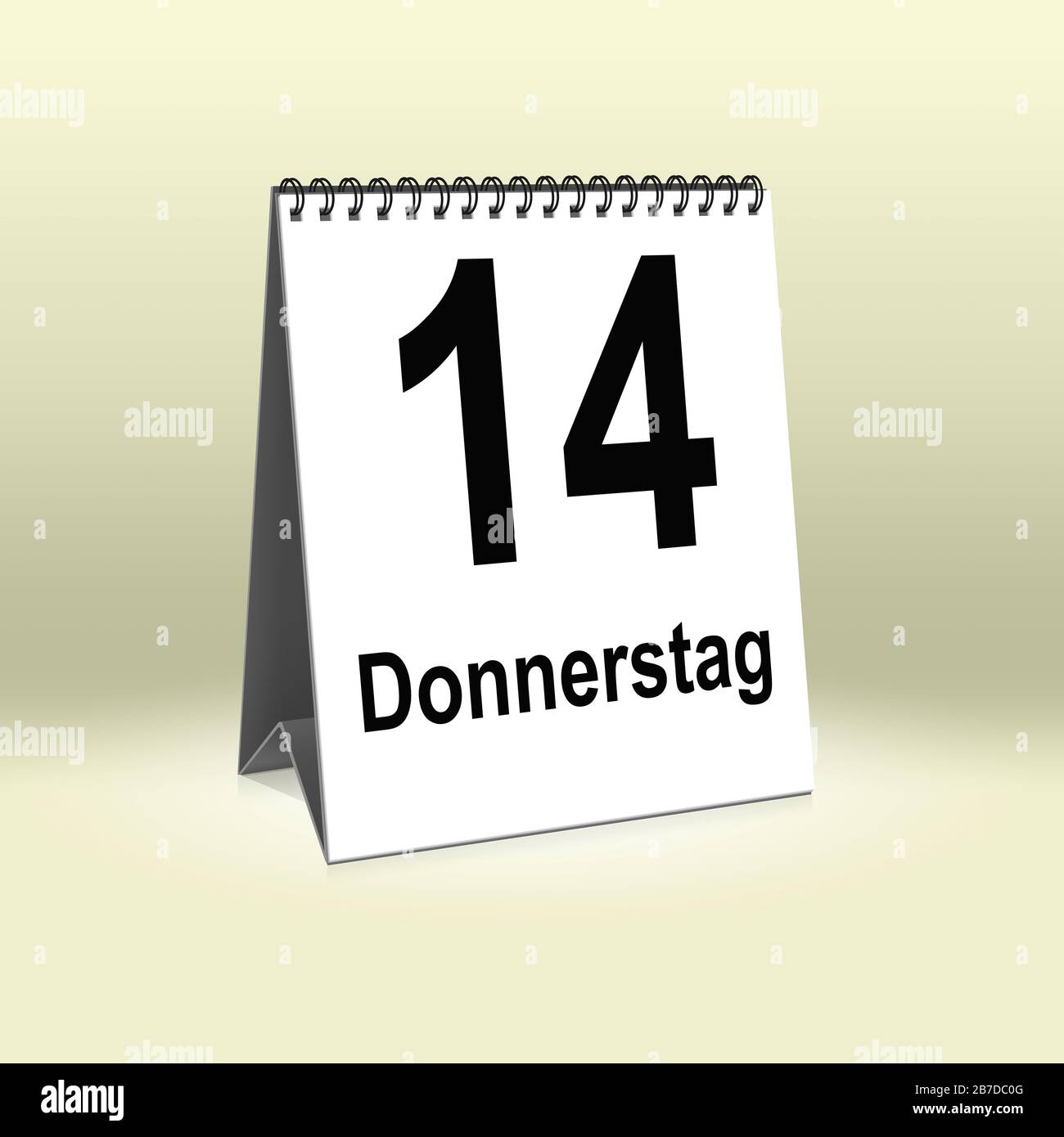 A calendar in German language shows Thursday 14th | Ein Kalender für ...