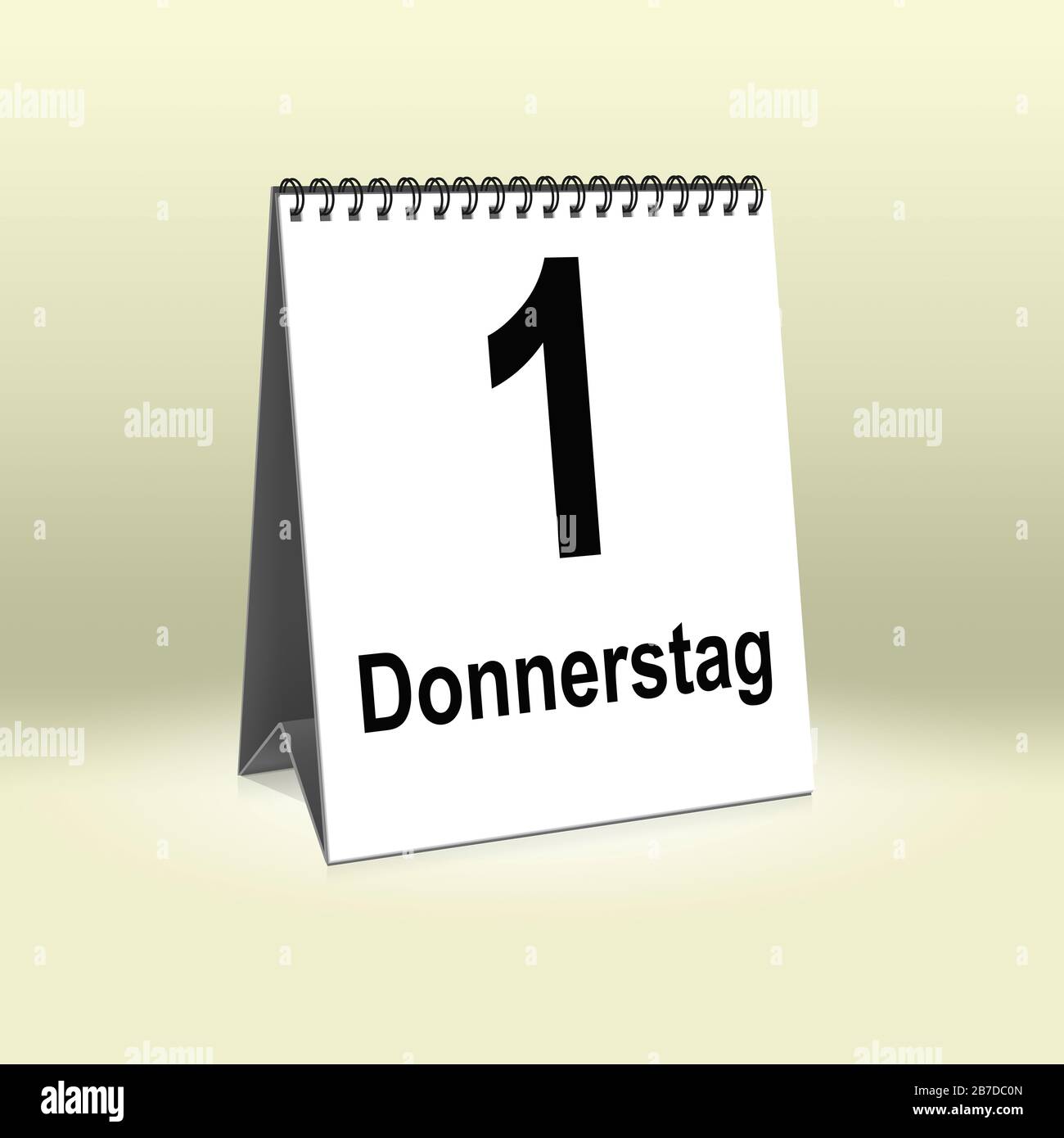 A calendar in German language shows Thursday 1st | Ein Kalender für den ...