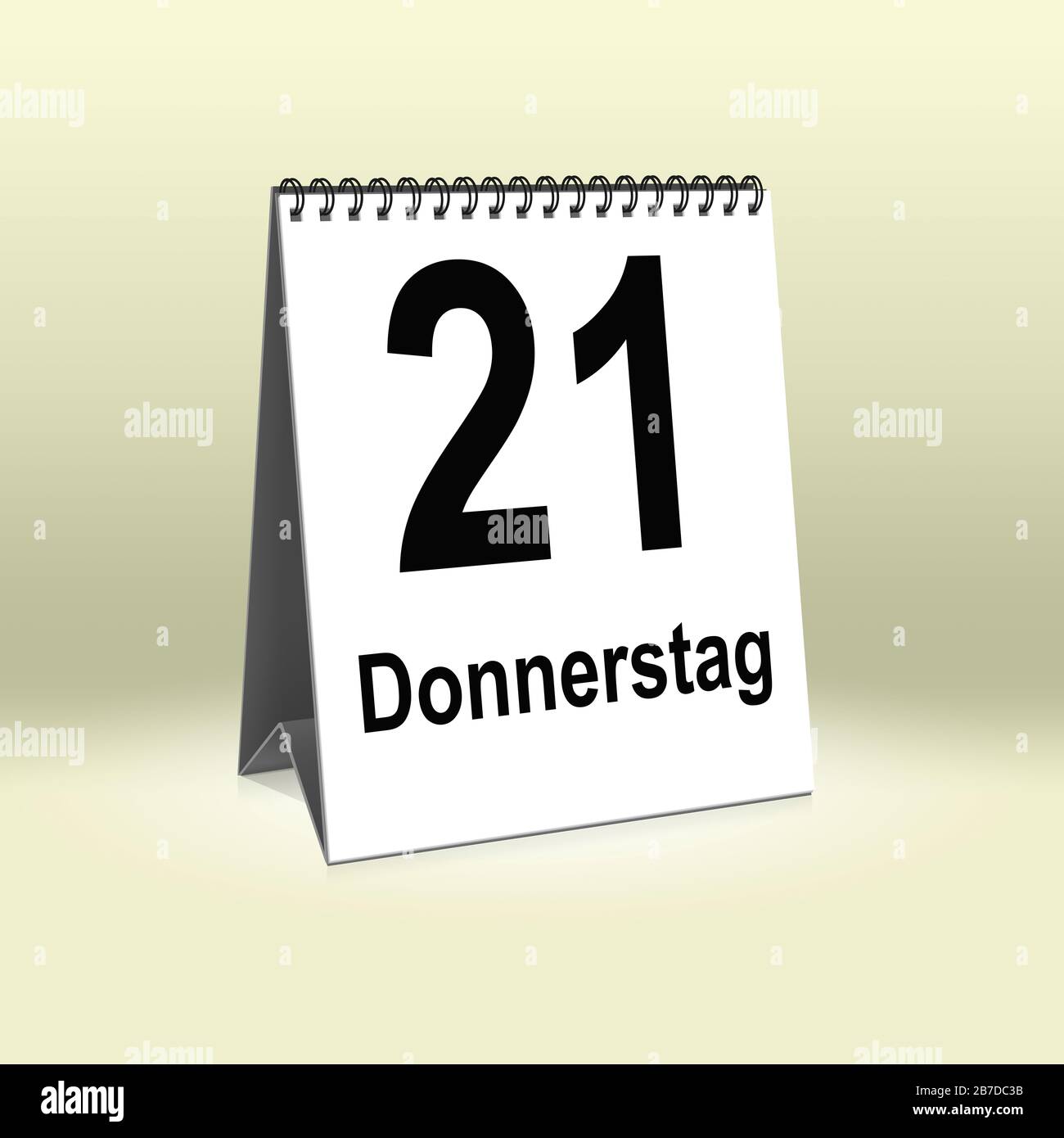 A calendar in German language shows Thursday 21th | Ein Kalender für ...