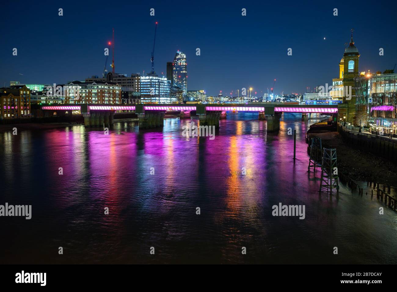 Illuminated River Thames Bridges, London Stock Photo - Alamy