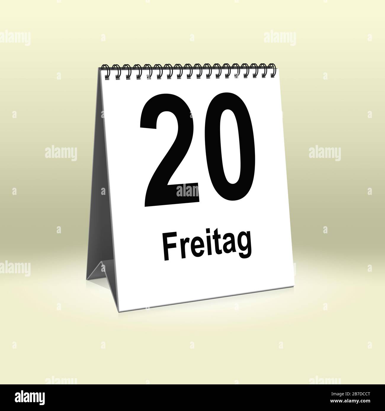 A calendar in German language shows Friday 20th | Ein Kalender für den ...