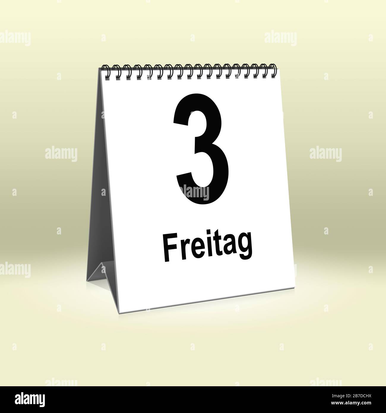 A calendar in German language shows Friday 3rd | Ein Kalender für den ...
