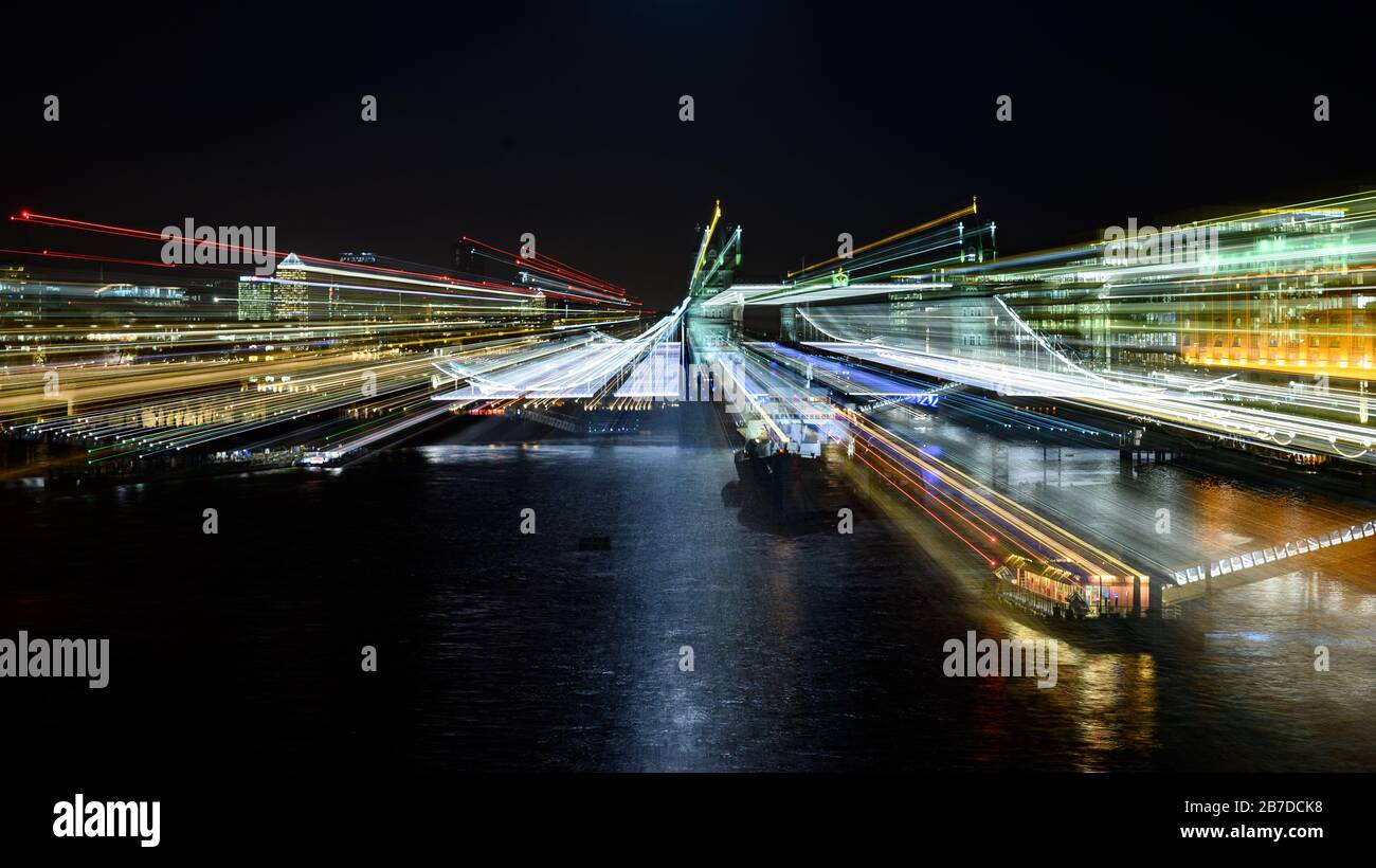 Illuminated River Thames Bridges, London Stock Photo - Alamy