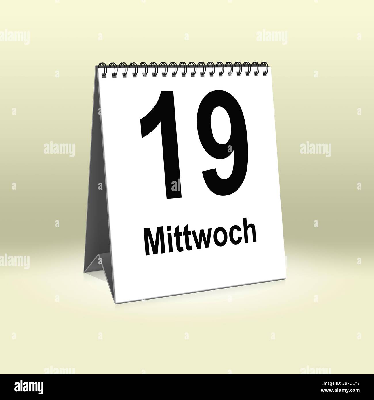 A calendar in German language shows Wednesday 19th | Ein Kalender für ...